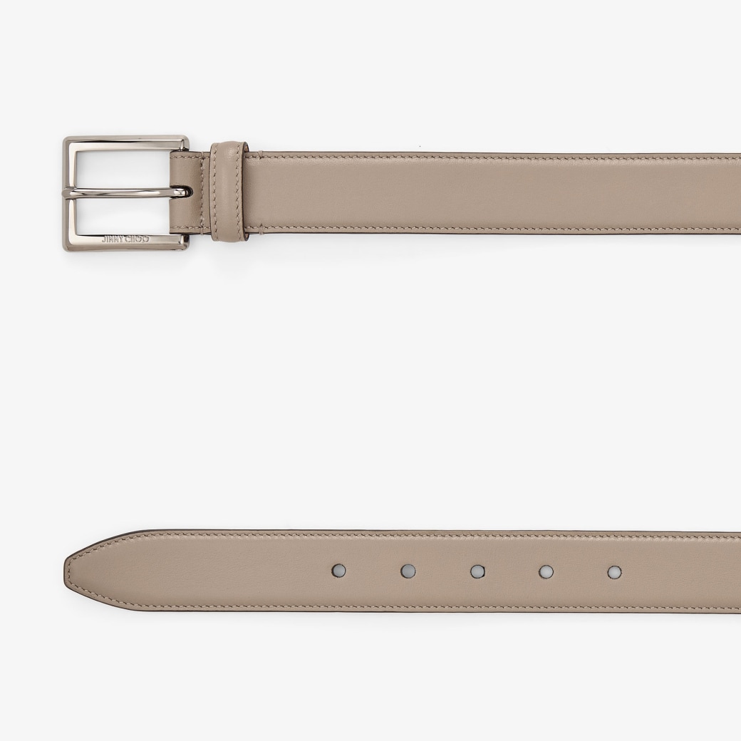 Sean | Taupe/Gunmetal Calf Leather Belt | JIMMY CHOO