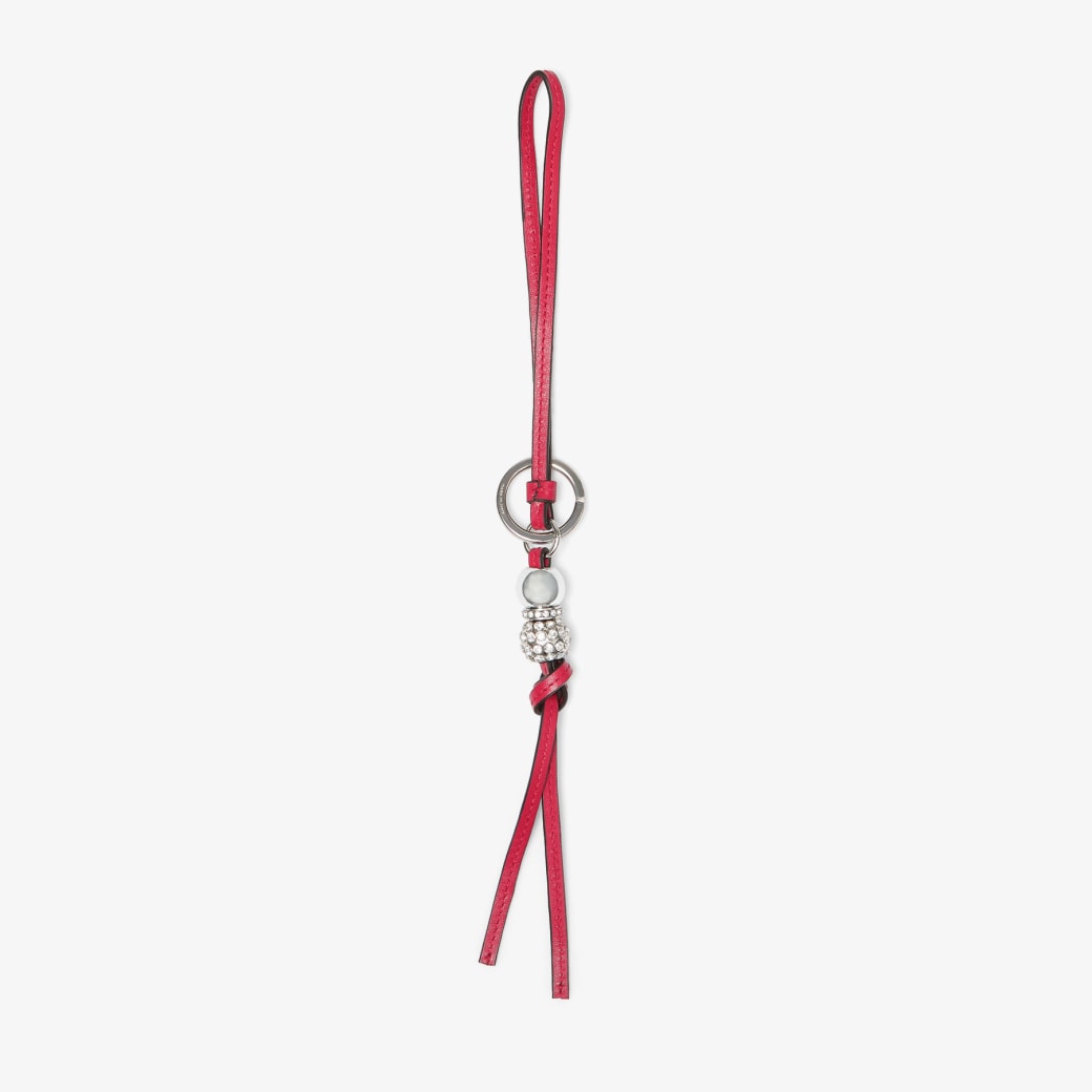 Spheres Charm | Ruby Red Leather Bag Charm | JIMMY CHOO