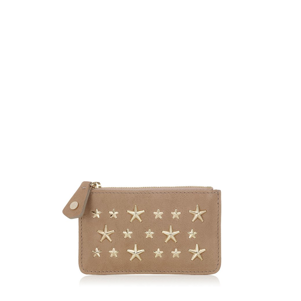 Buff Leather Designer Key Holder with Gold Stars | Nancy | JIMMY CHOO