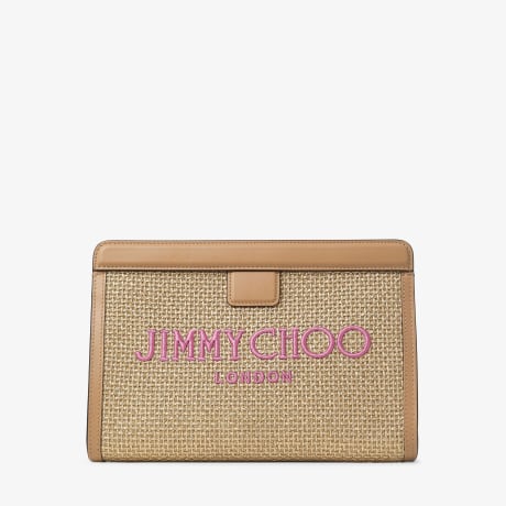 Avenue Pouch | Gold Metallic Raffia Pouch | JIMMY CHOO AU