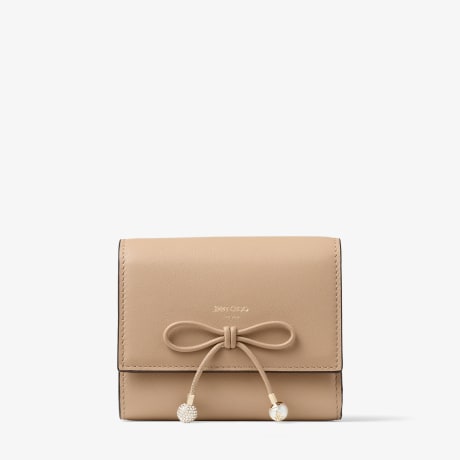 Marinda | Chai and Rose Calf Leather Compact Wallet with Pearl and ...