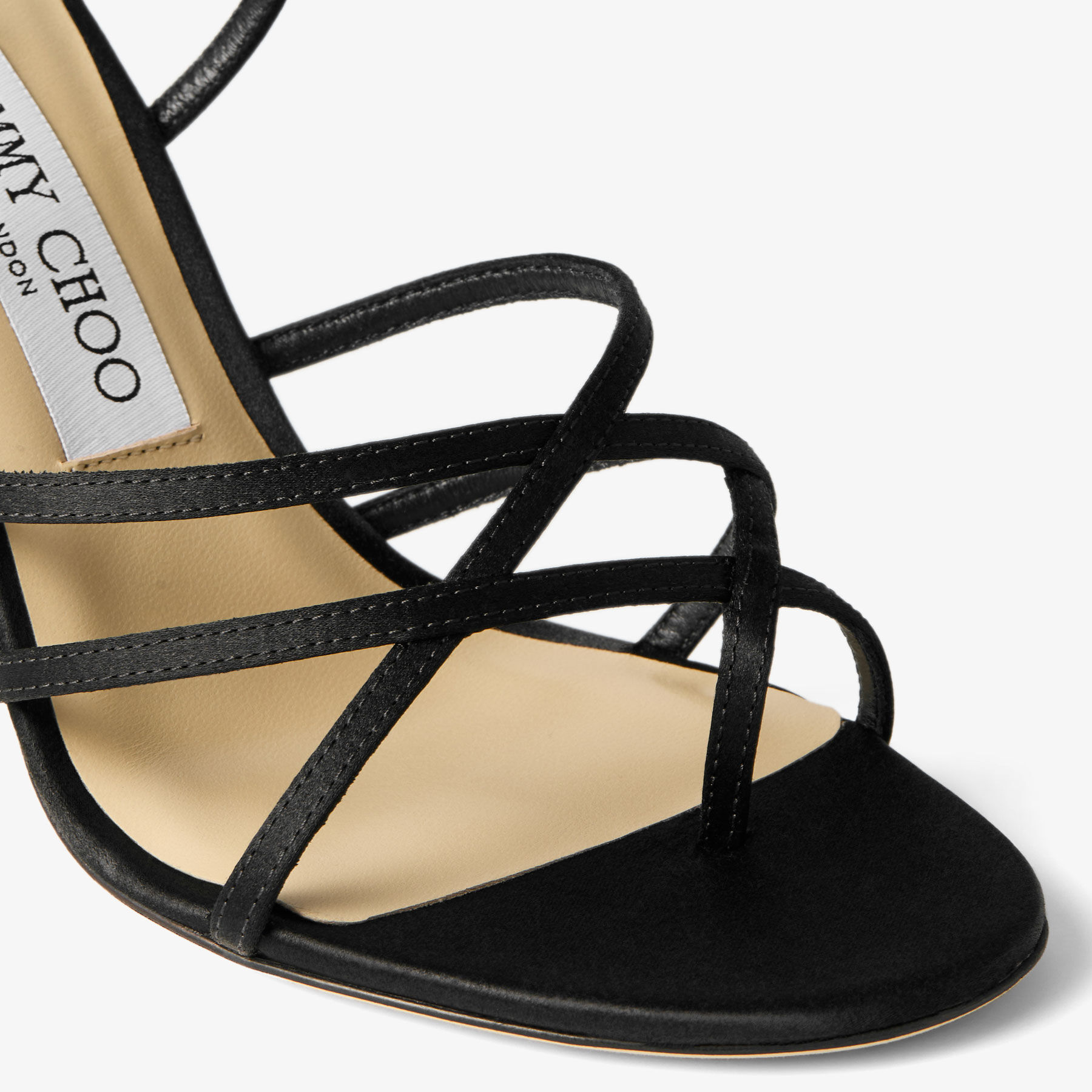 Strappy | Black Satin Sandal | JIMMY CHOO