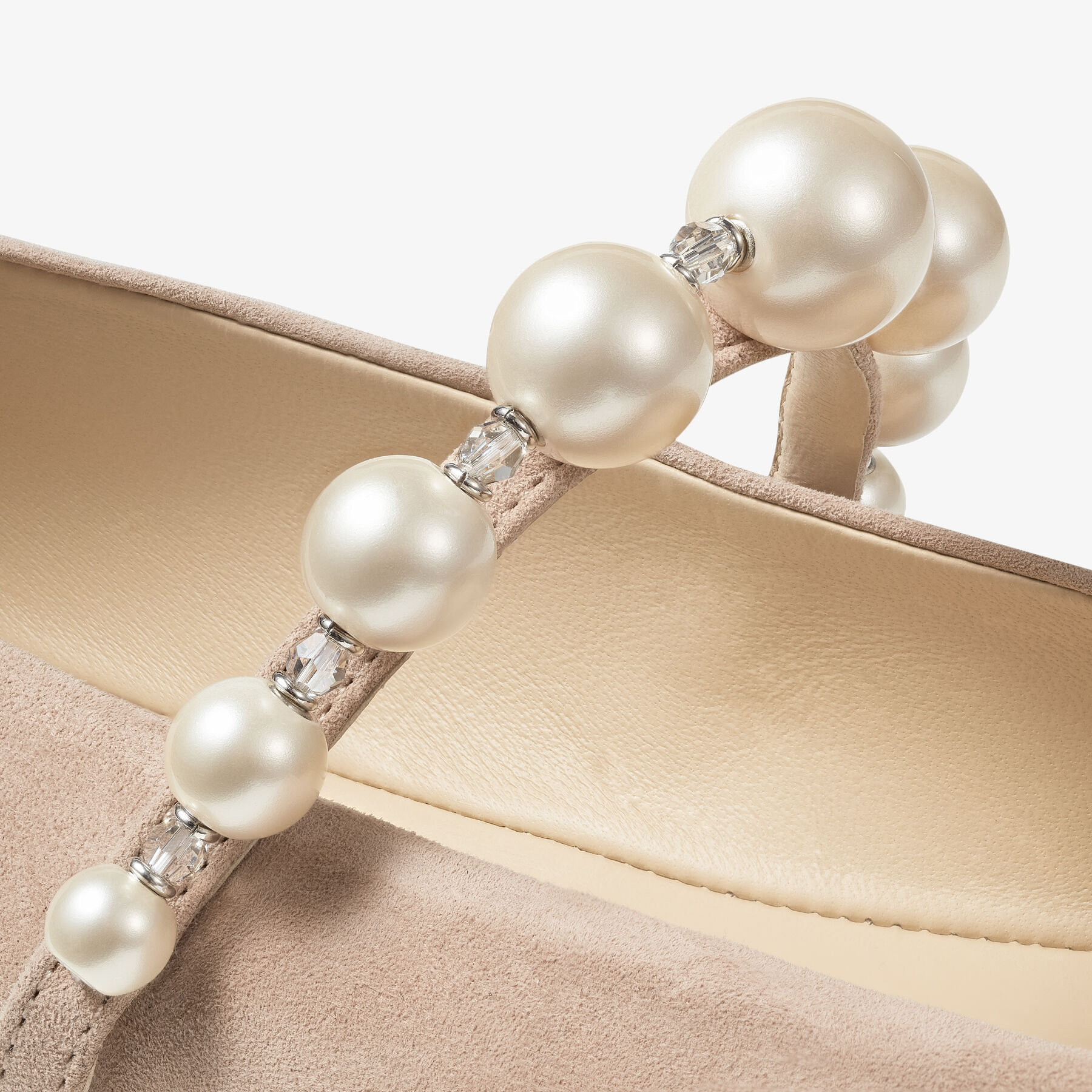 Ballet Pink Suede Flats with Pearl Embellishment | ADE FLAT | High ...