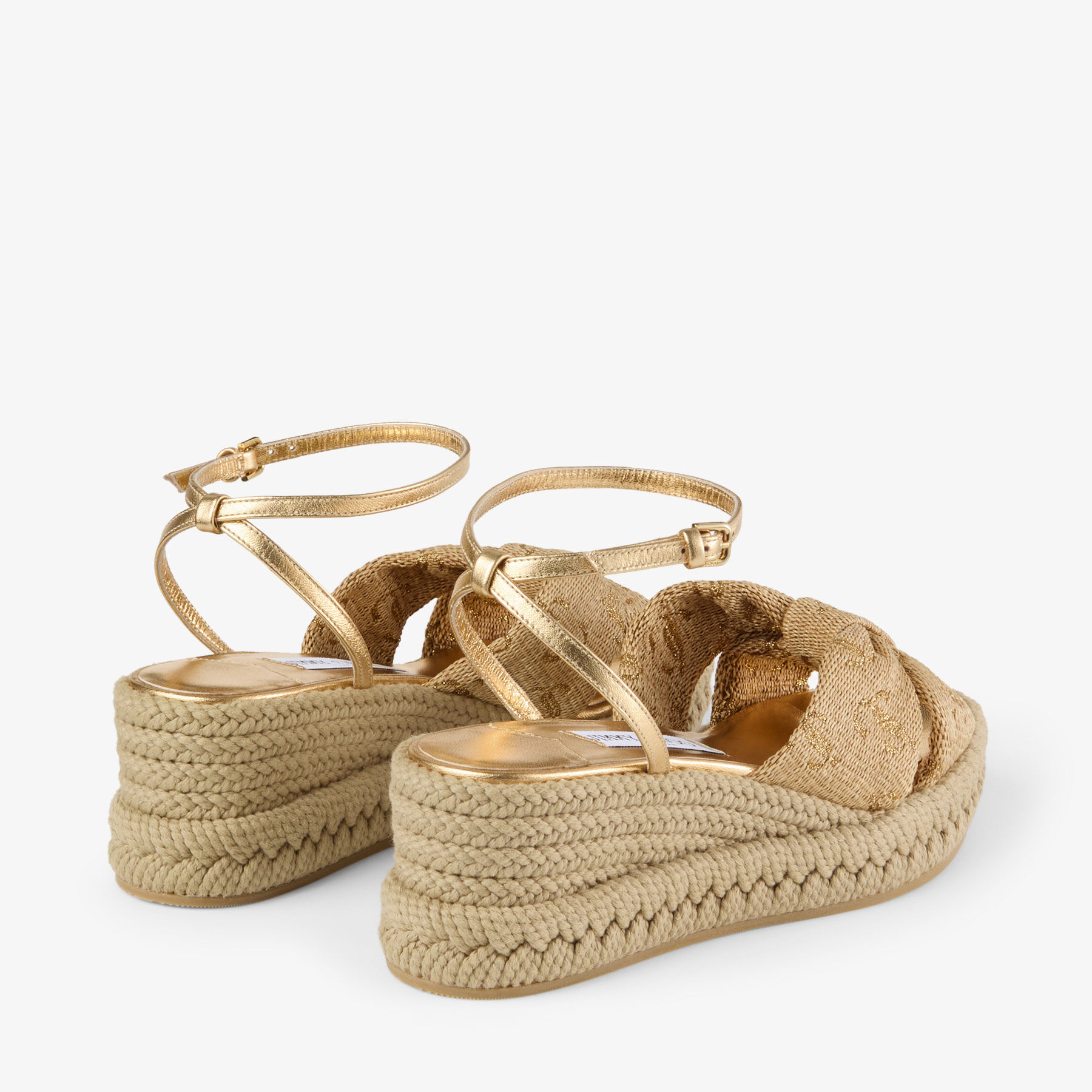 Aella Wedge 60 | Gold Raffia Wedge Sandals | JIMMY CHOO UK