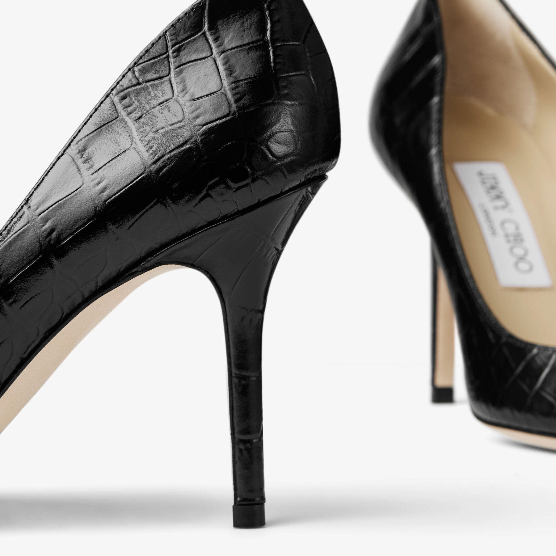 Agnes |Black Croc Embossed Leather Pumps | JIMMY CHOO