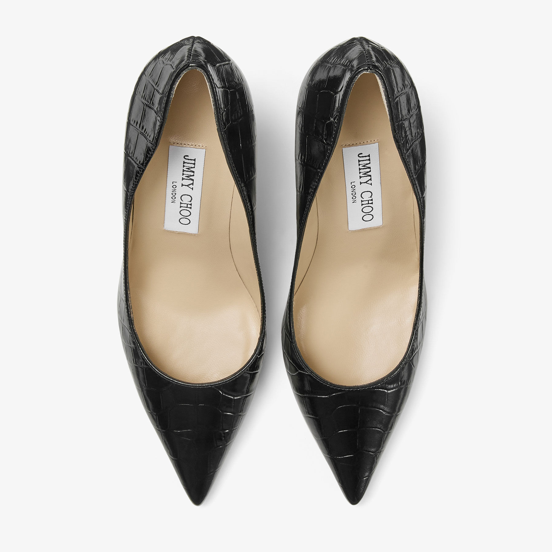 Agnes |Black Croc Embossed Leather Pumps | JIMMY CHOO