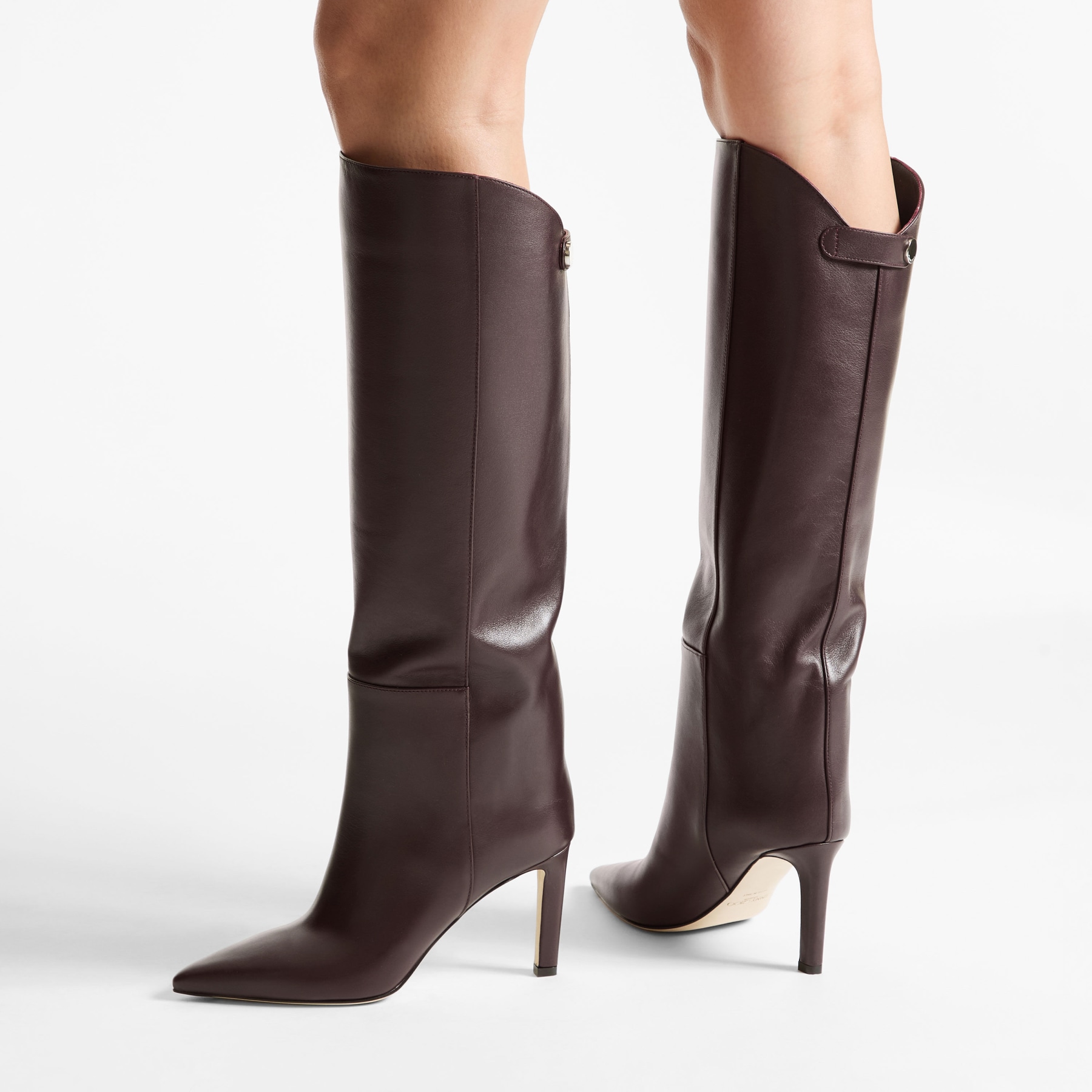 Alizze Knee Boot 85 | Deep Merlot Smooth Leather Knee High Boots ...
