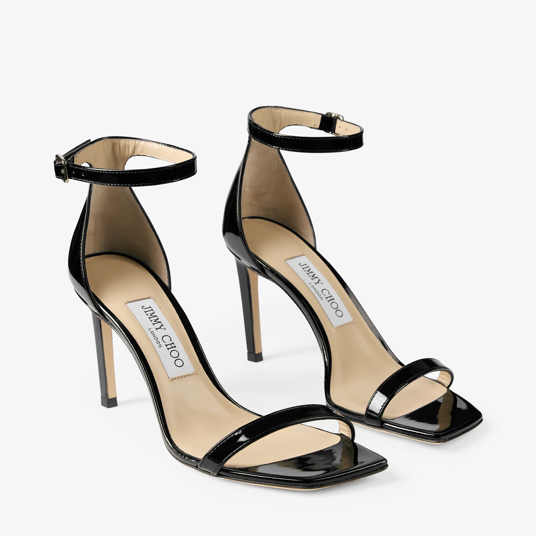 Alva 85 | Black Liquid Metal Leather Sandals | JIMMY CHOO UK
