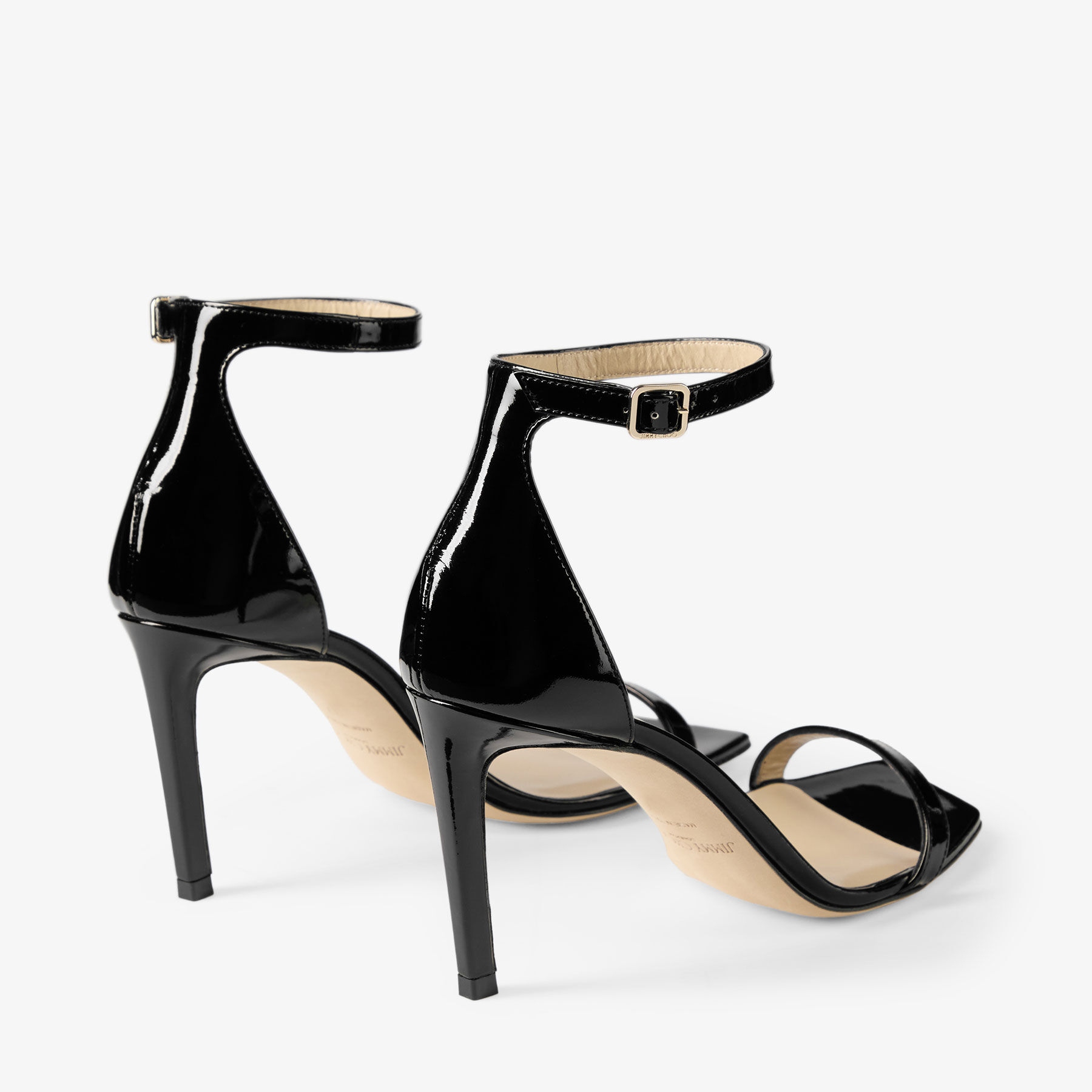 Alva 85 | Black Liquid Metal Leather Sandals | JIMMY CHOO UK