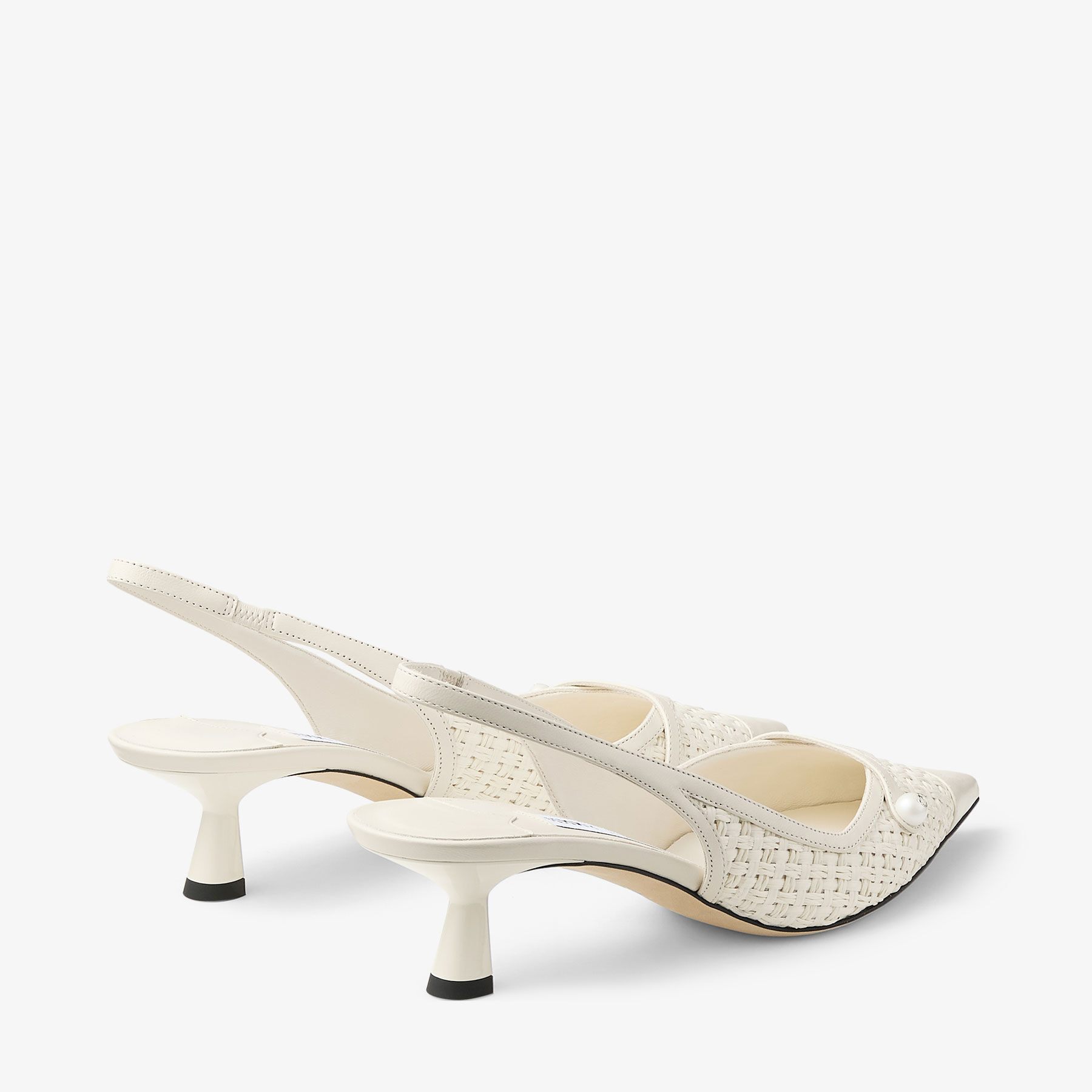 Amita 45 | Latte Leather and Raffia Pumps | JIMMY CHOO