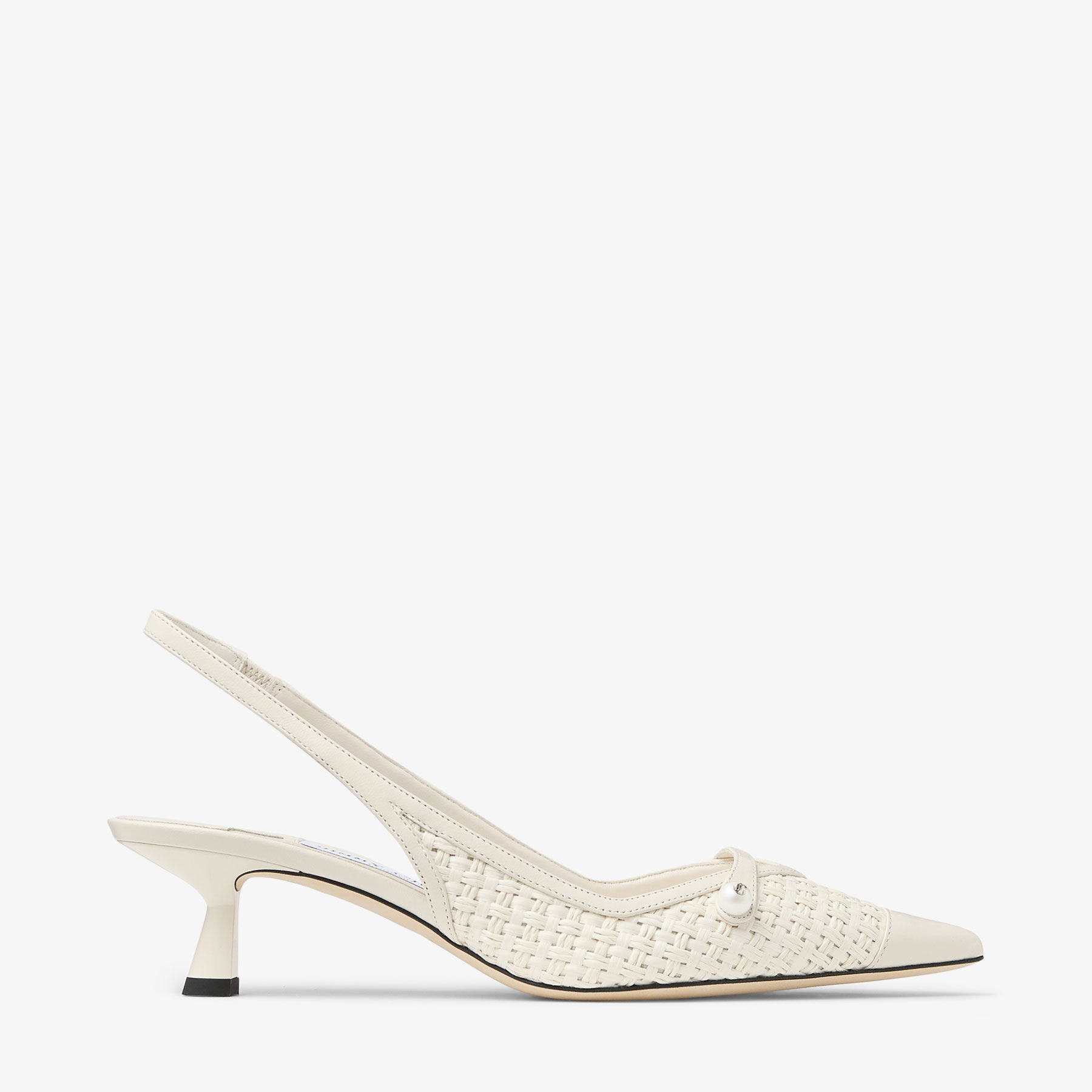 Amita 45 | Latte Leather and Raffia Pumps | JIMMY CHOO