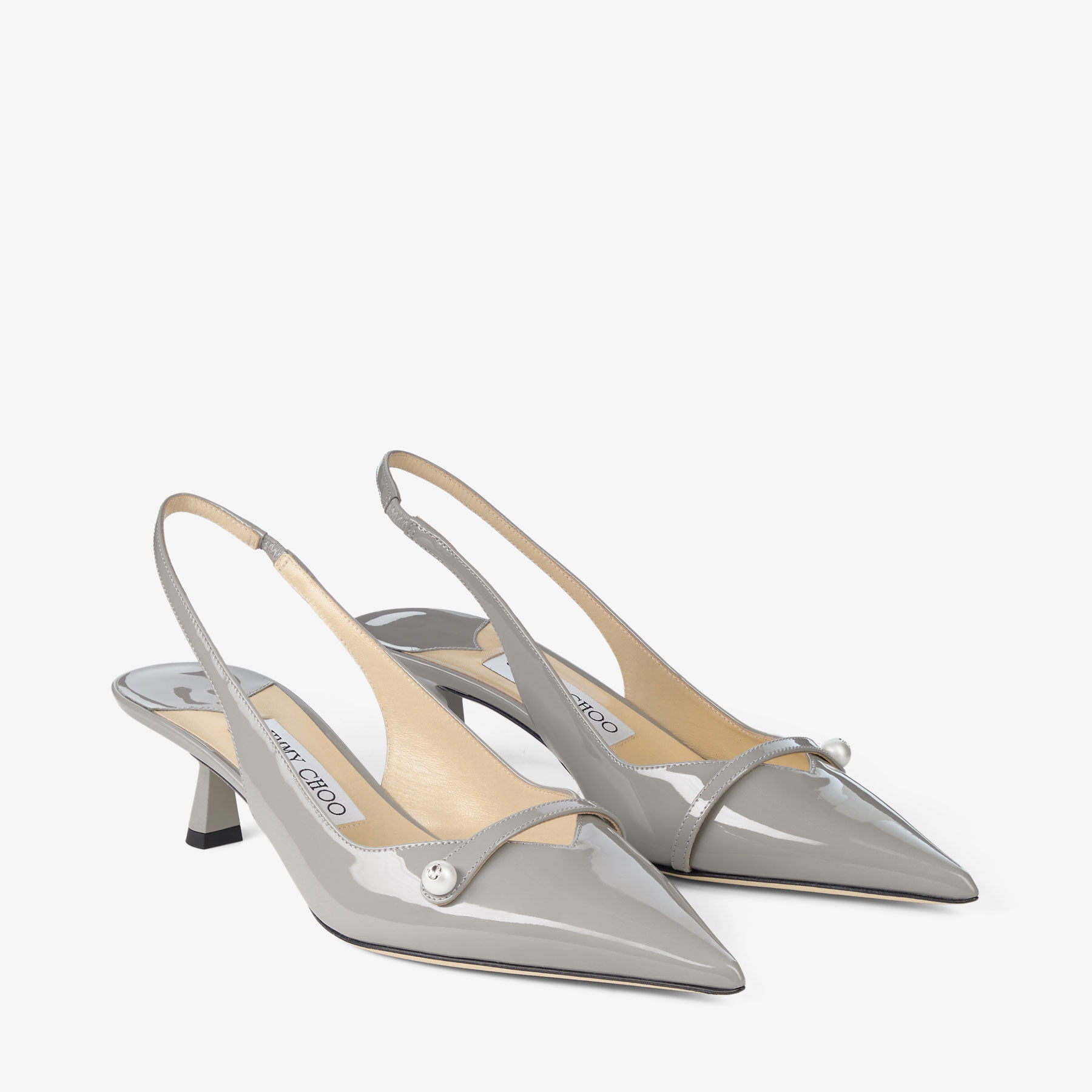 Amita 45 | Dove Patent Leather Slingbacks | JIMMY CHOO