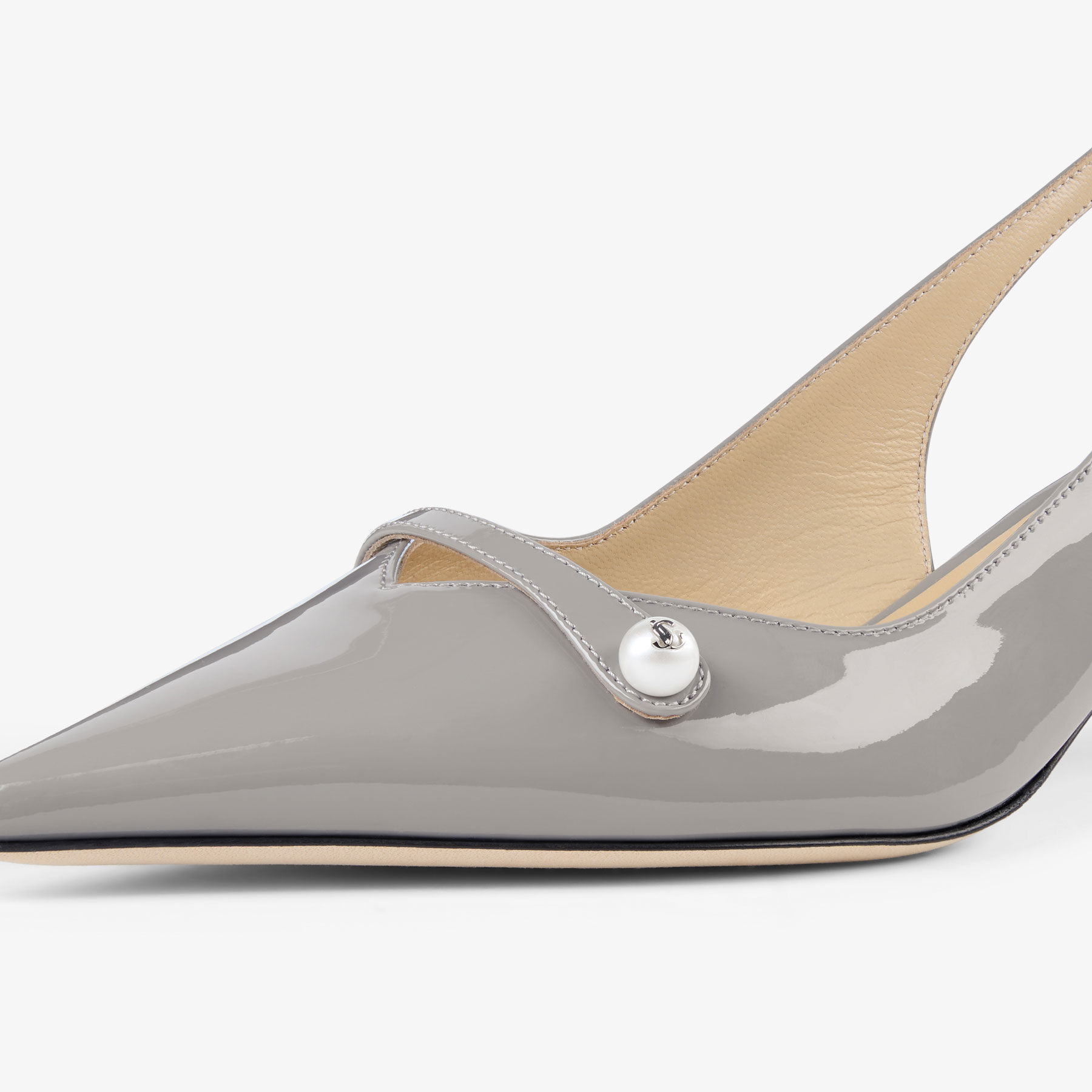 Amita 45 | Dove Patent Leather Slingbacks | JIMMY CHOO