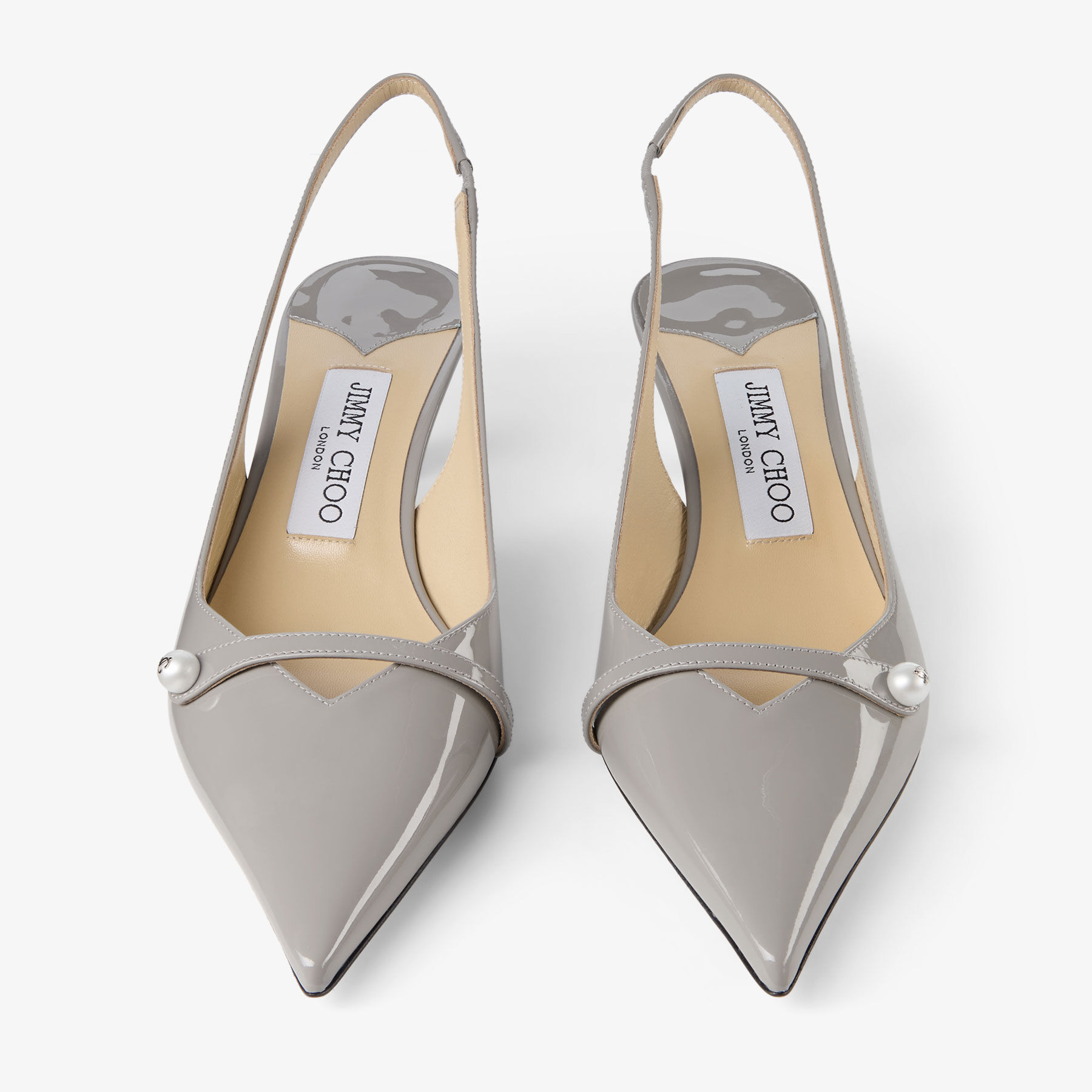 Amita 45 | Dove Patent Leather Slingbacks | JIMMY CHOO
