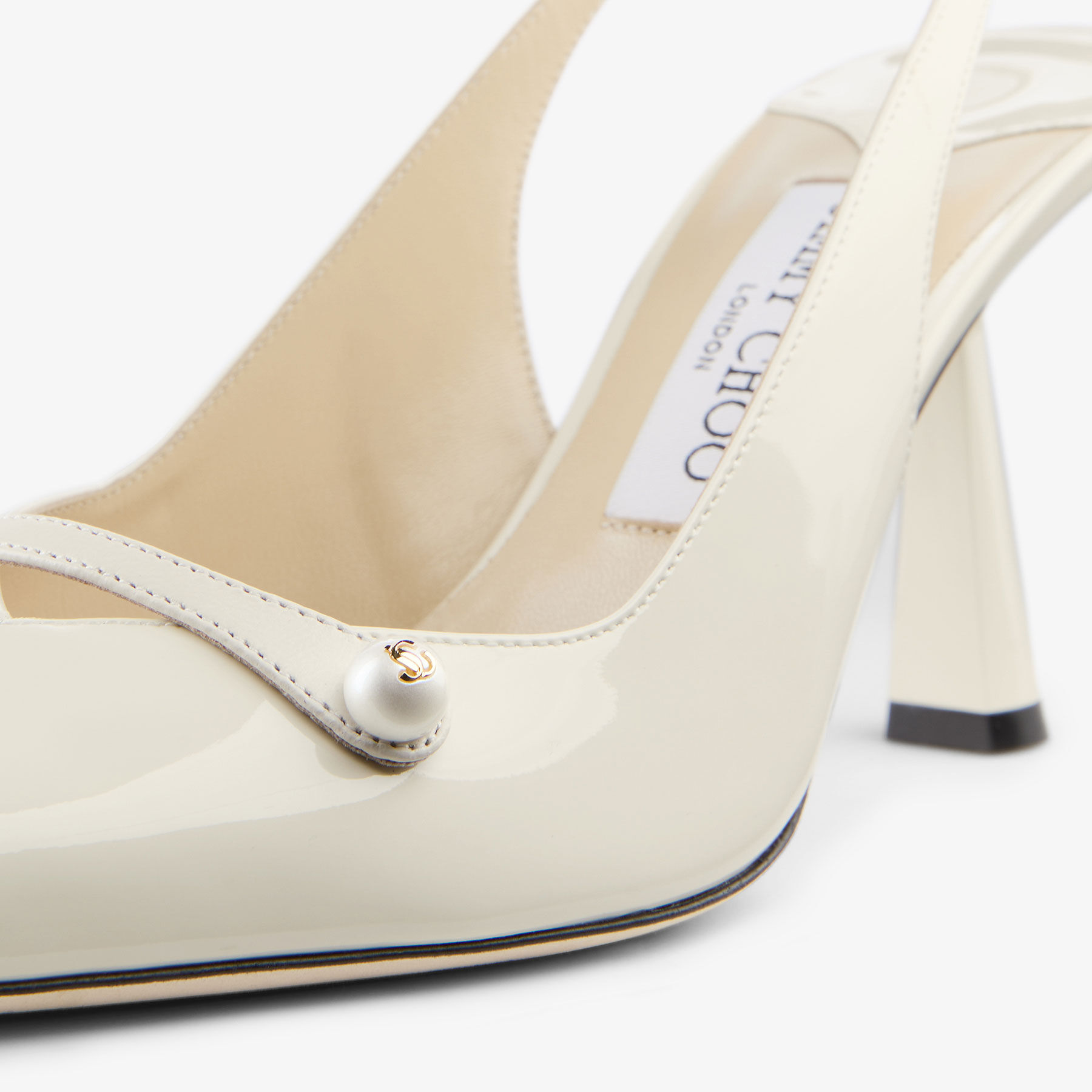 Amita 85 | Latte Patent Leather Slingbacks | JIMMY CHOO