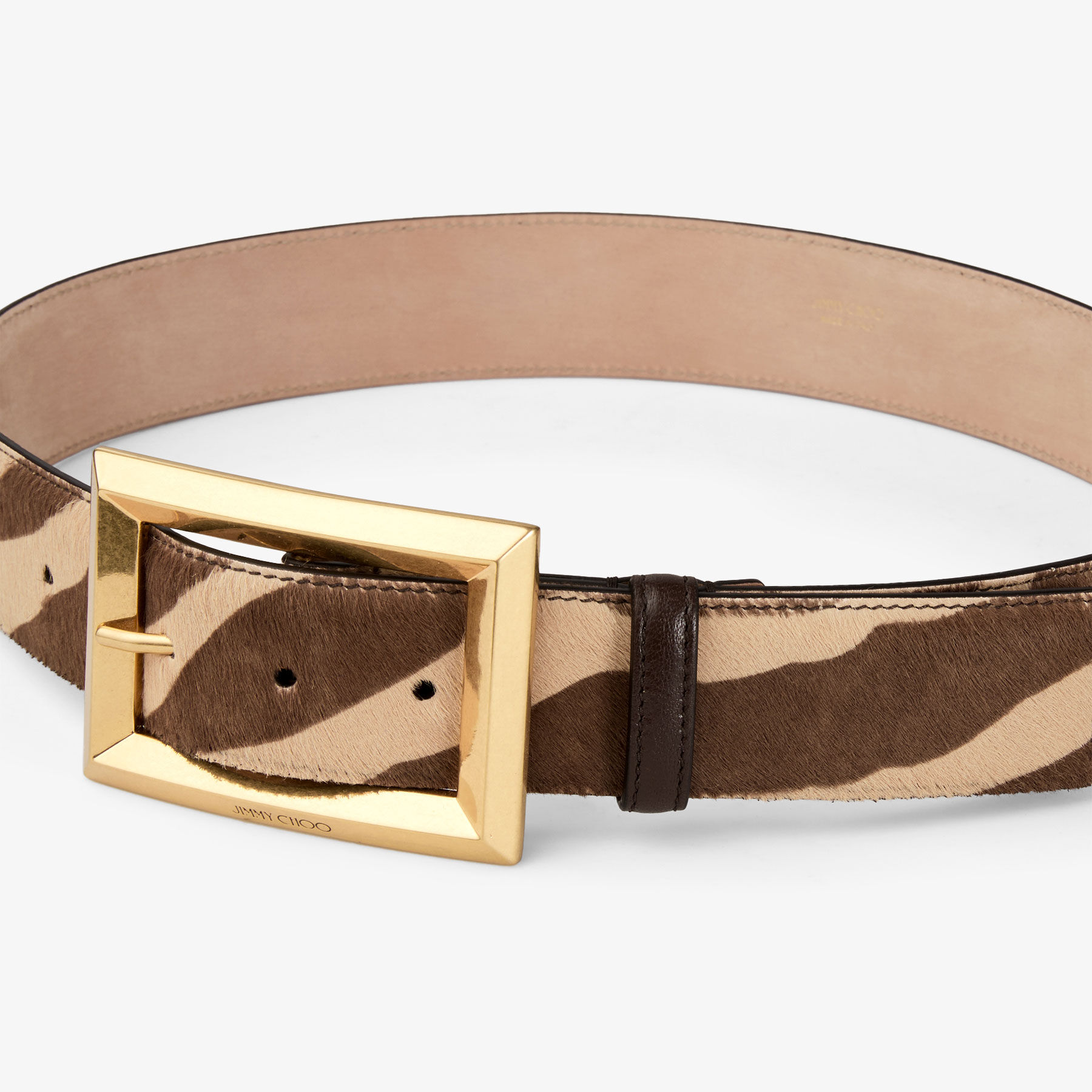 Arlie | Natural Zebra Printed Pony Belt | JIMMY CHOO