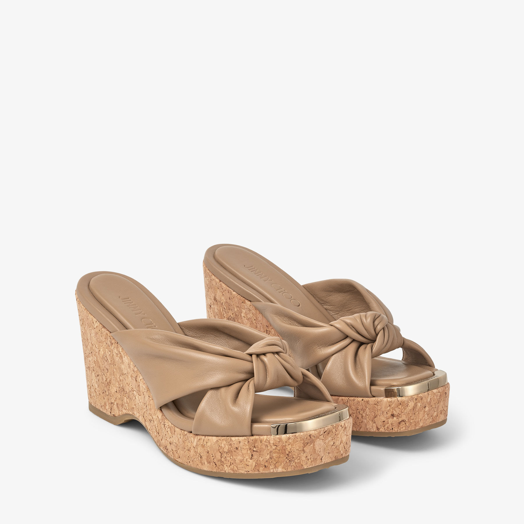AVENUE WEDGE 110 | Biscuit Nappa Leather Wedge Mules | Summer ...