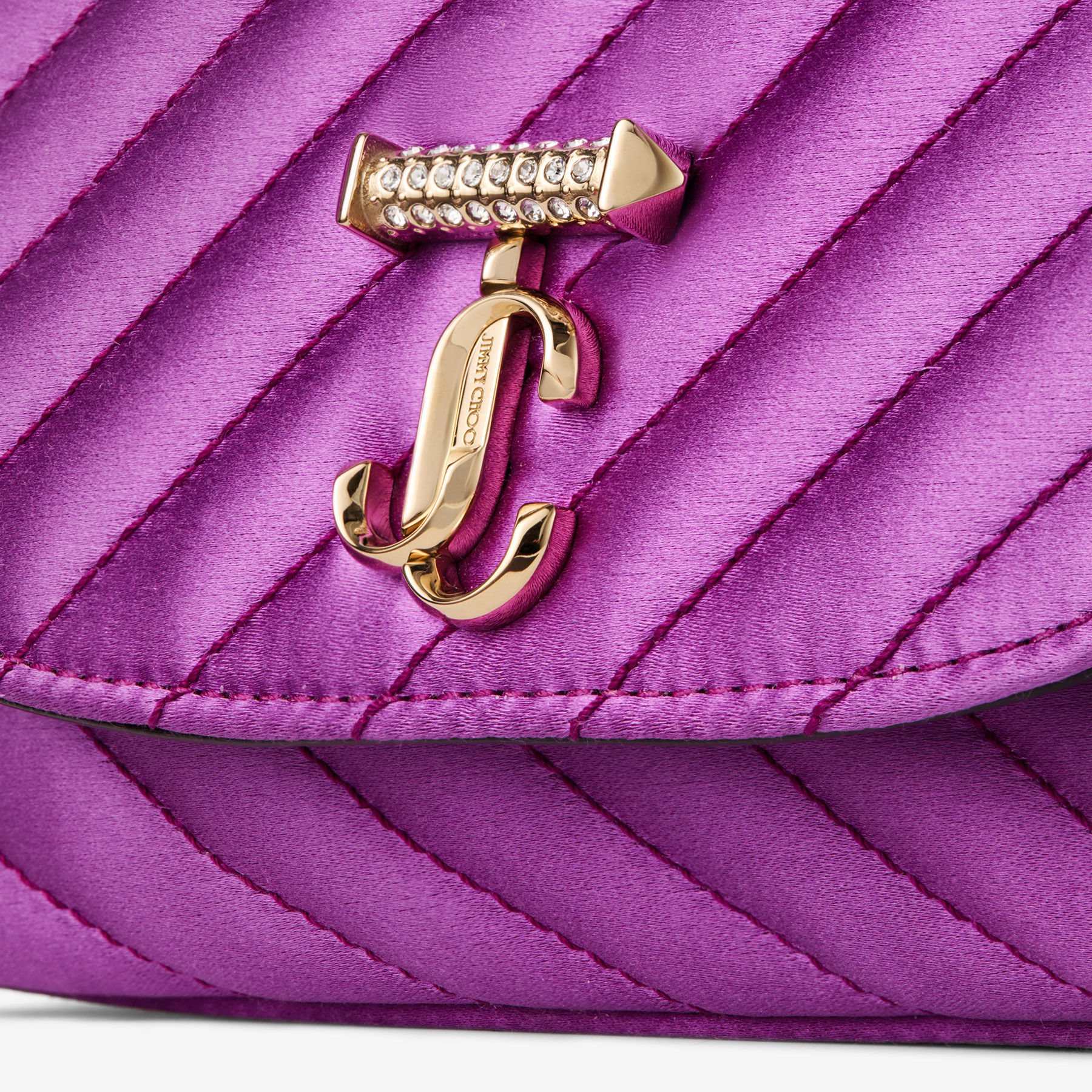 Curve Cross Body Small | Violet Orchid Quilted Satin Crossbody with ...