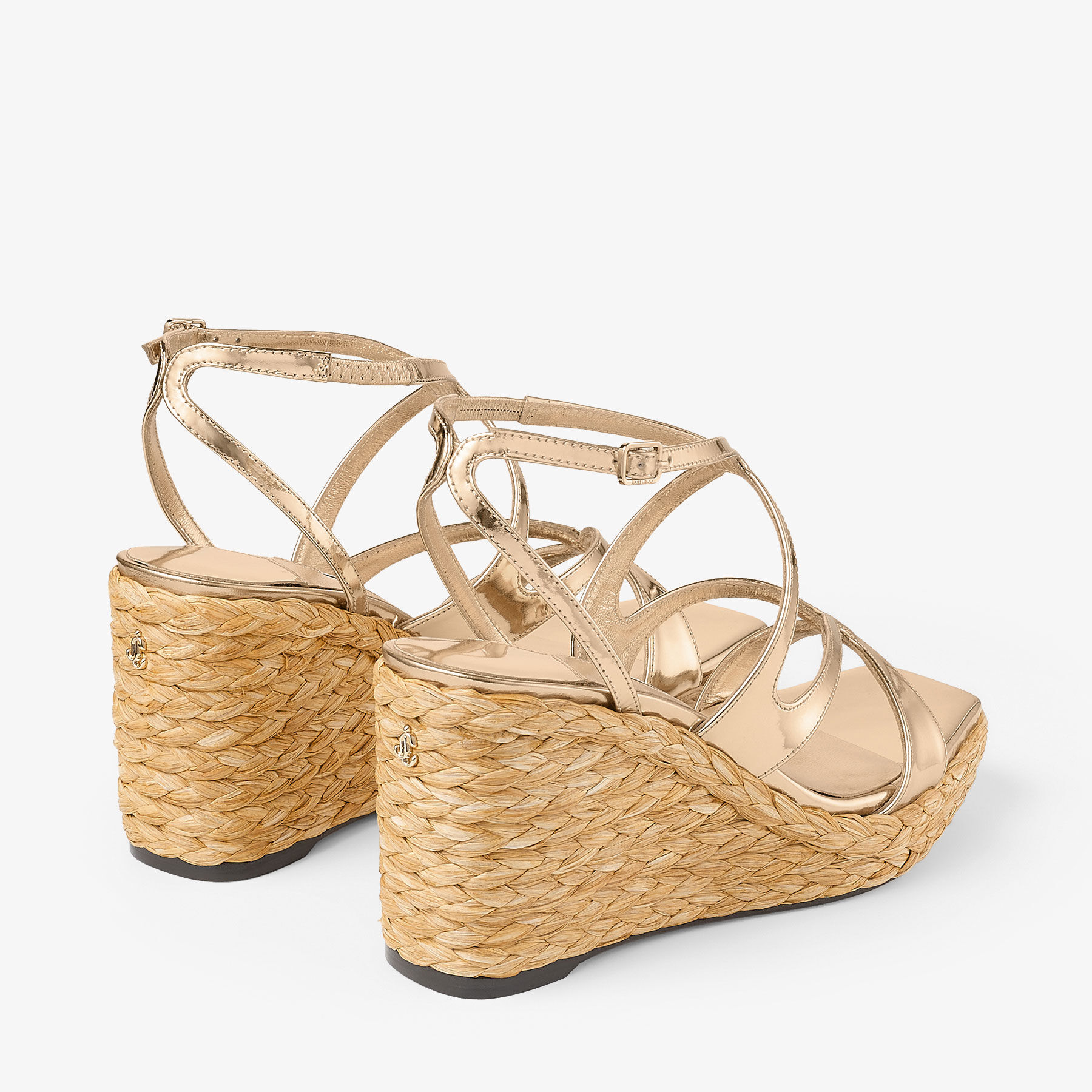 Ayla 85|Gold Metallic Leather Wedge| JIMMY CHOO