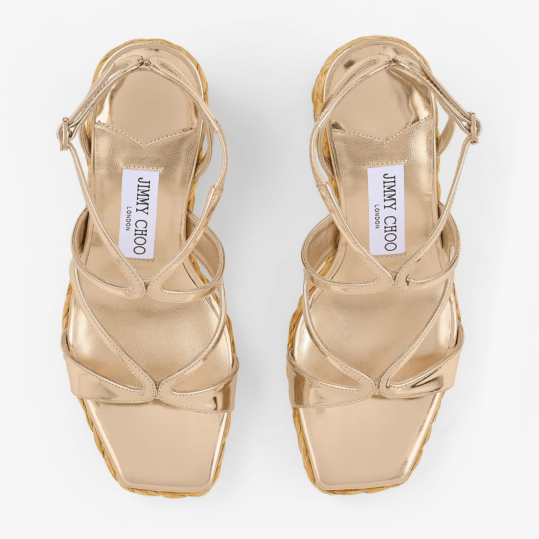 Ayla 85|Gold Metallic Leather Wedge| JIMMY CHOO