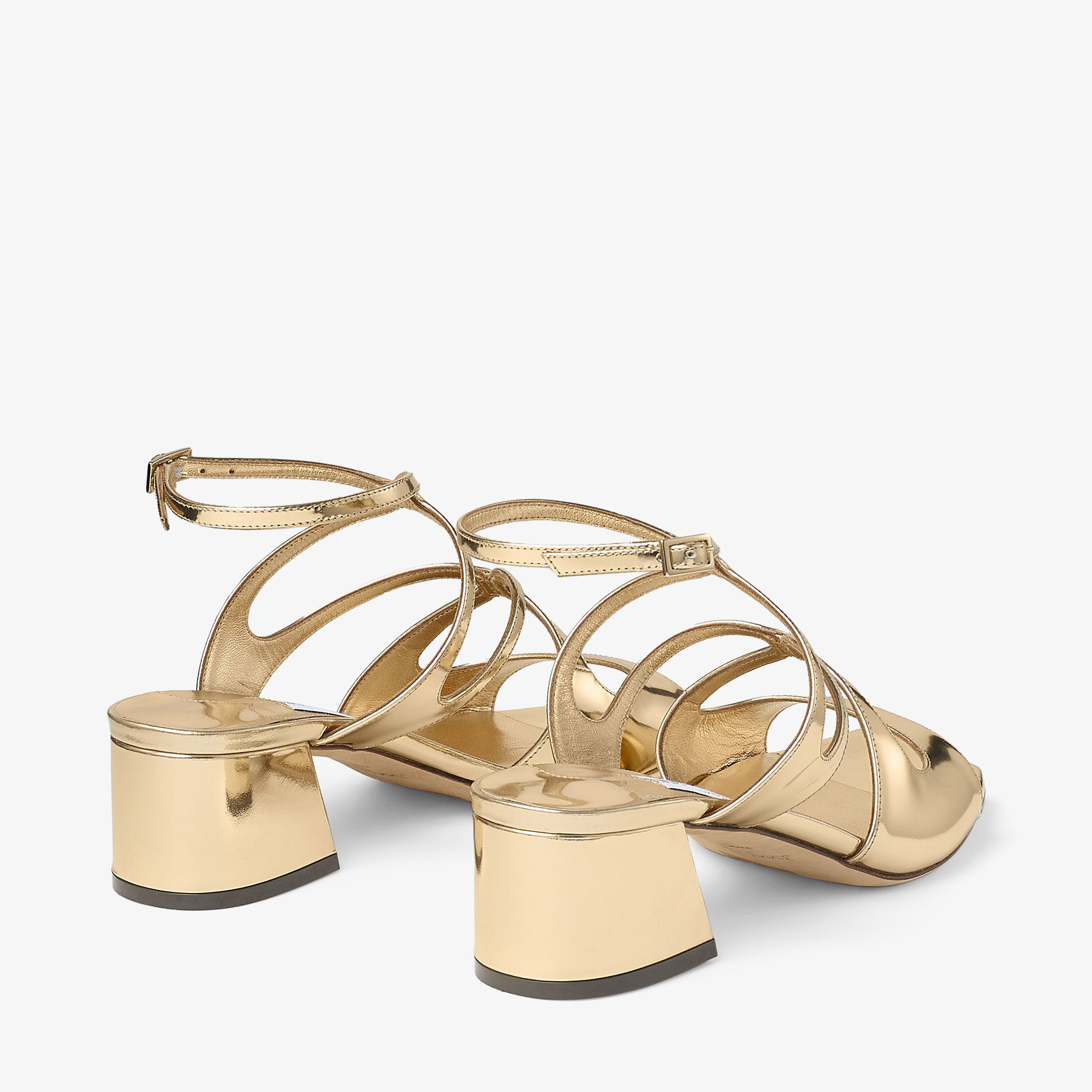 Azilia 45 | Gold Liquid Metal Leather Strappy Sandal | JIMMY CHOO