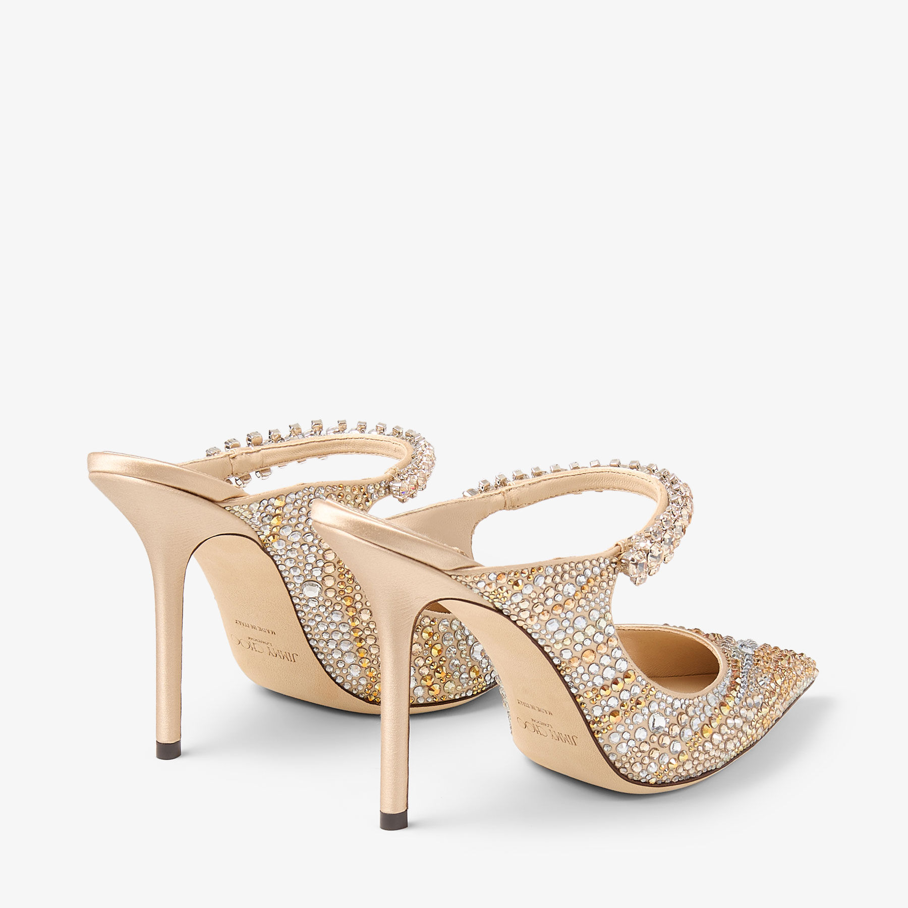 Bing 100 | Gold Mix Satin Crystal Pumps | JIMMY CHOO
