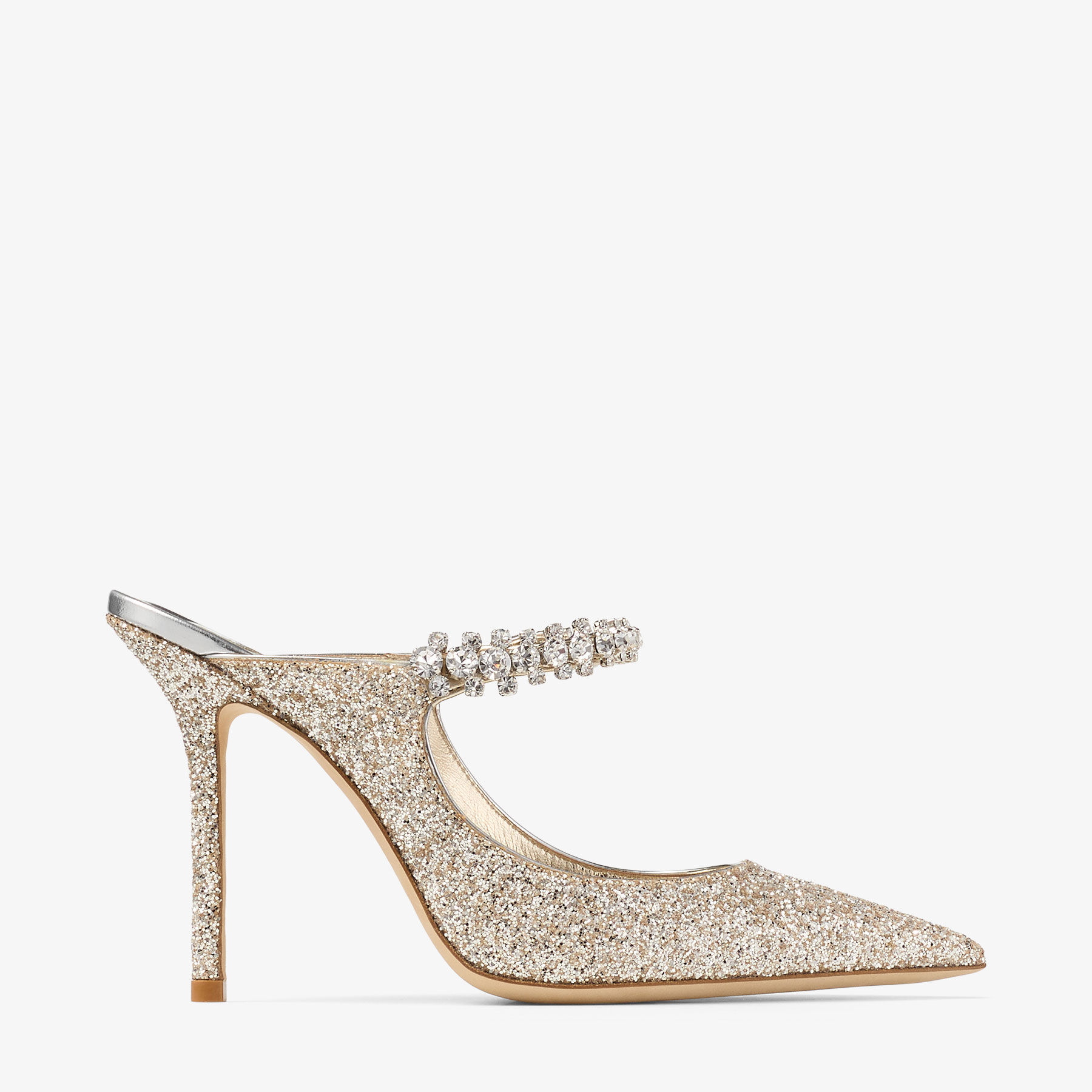 Bing 100 | Sand Glitter Fabric Mules | JIMMY CHOO