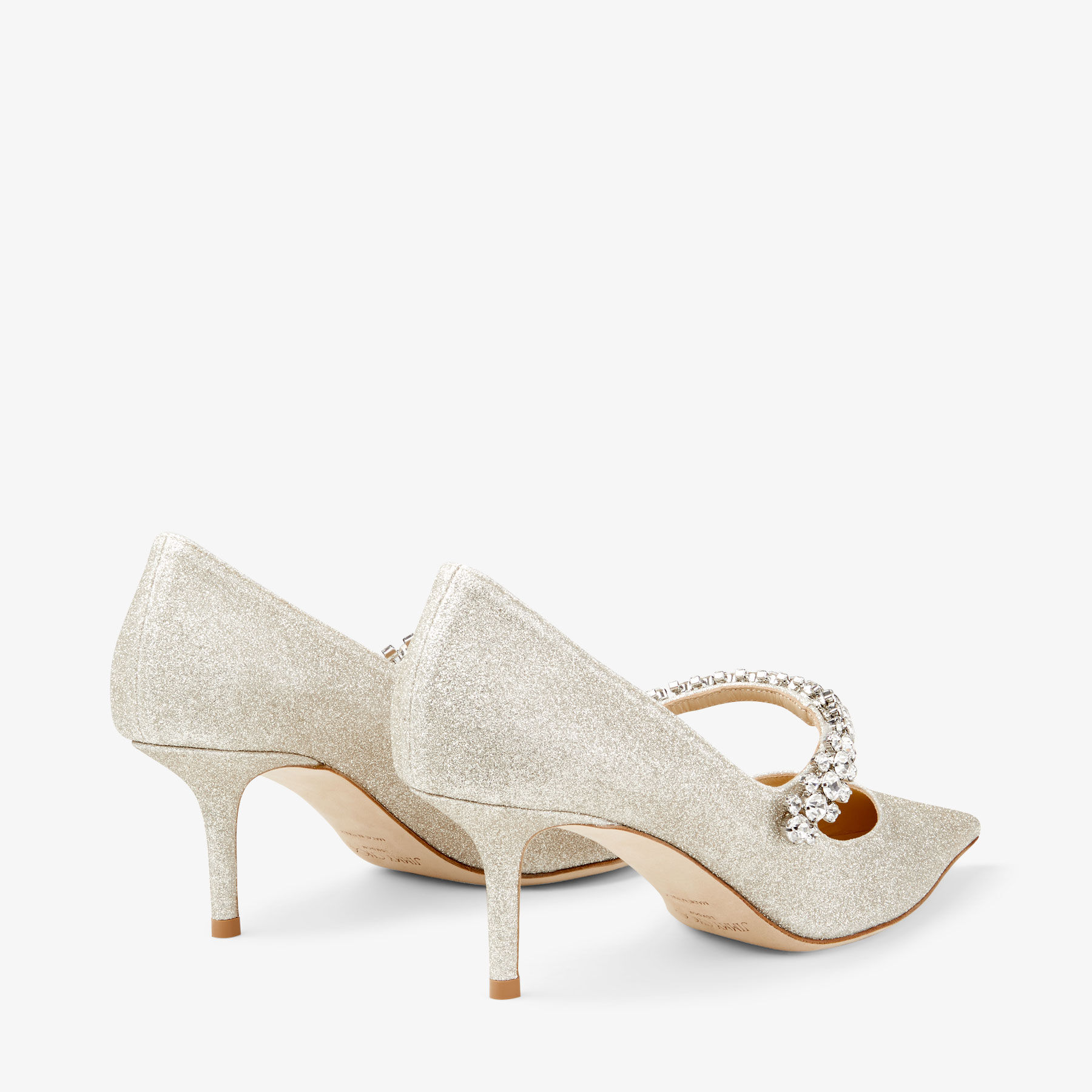 Bing Pump 65 | Platinum Ice Dusty Glitter Pumps with crystals | JIMMY CHOO