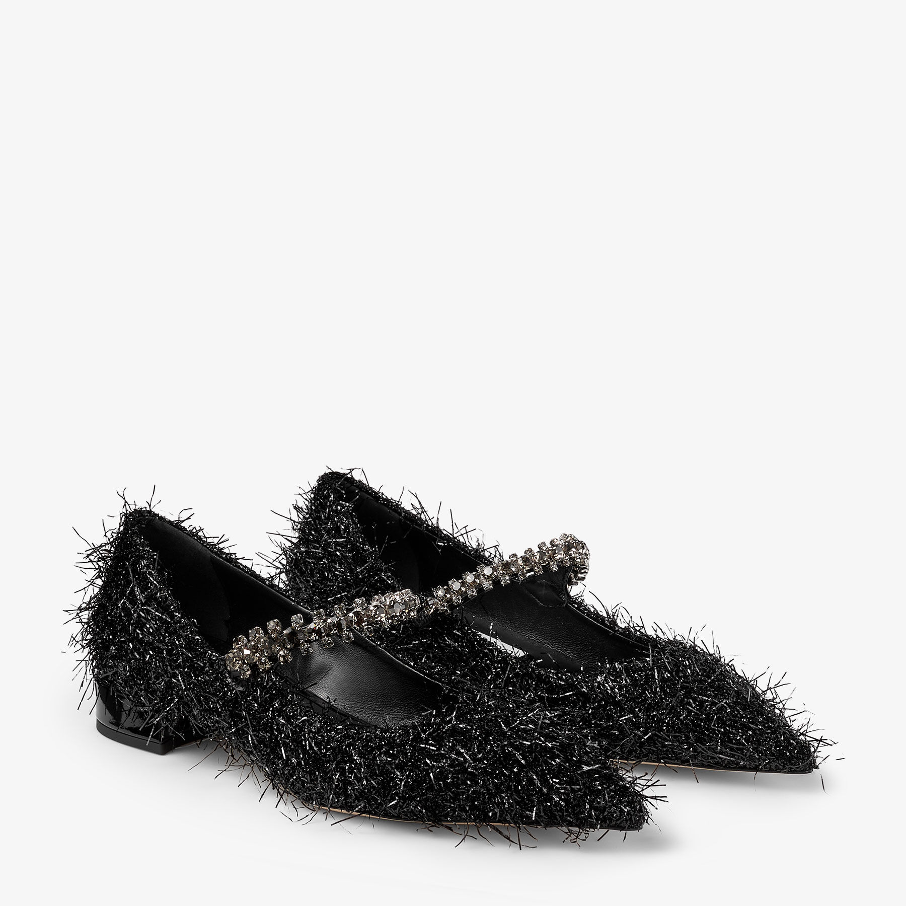 Bing Pump Flat | Black Tinsel Flats | JIMMY CHOO