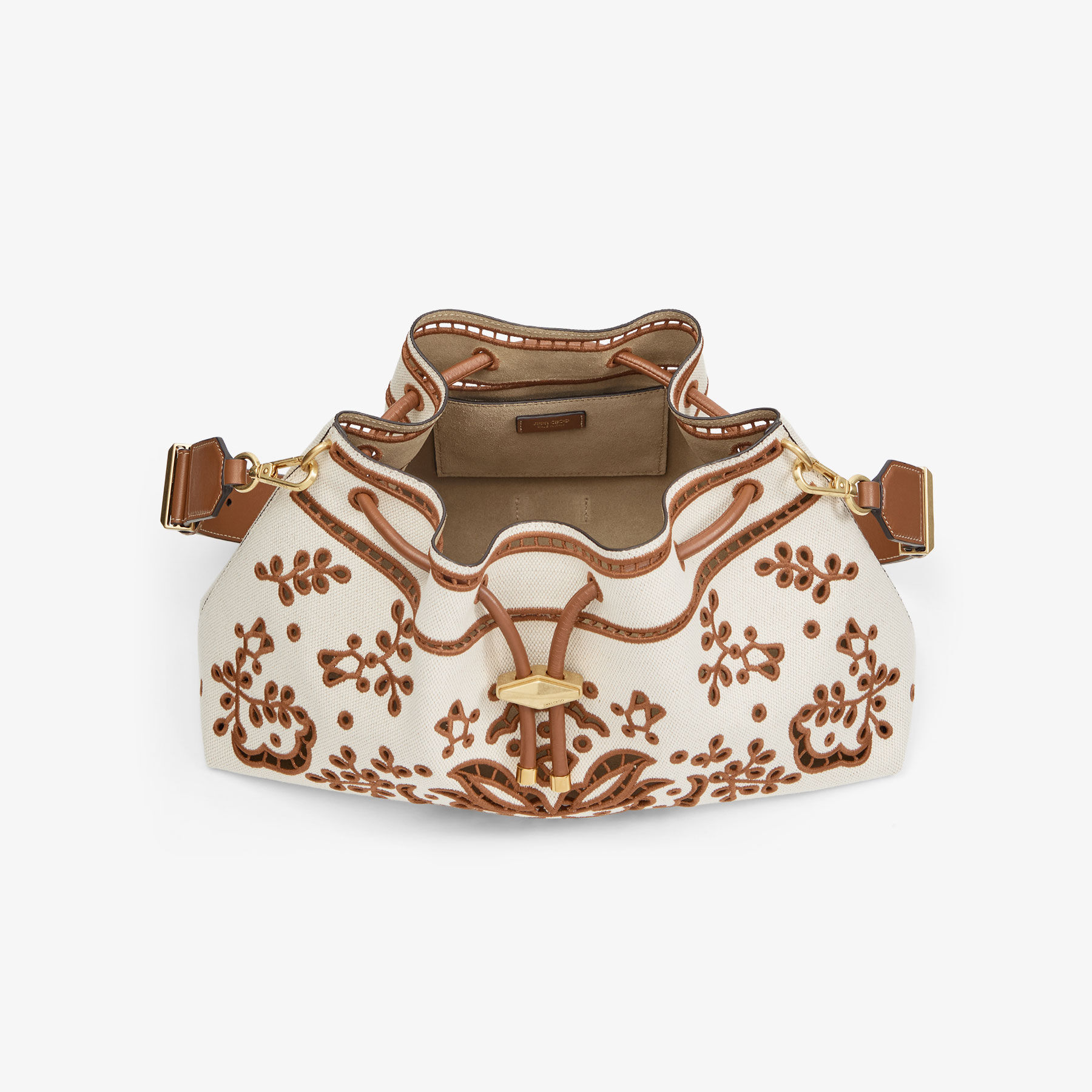 Cinch M | Canvas Shoulder Bag With Sangallo Embroidery | JIMMY CHOO