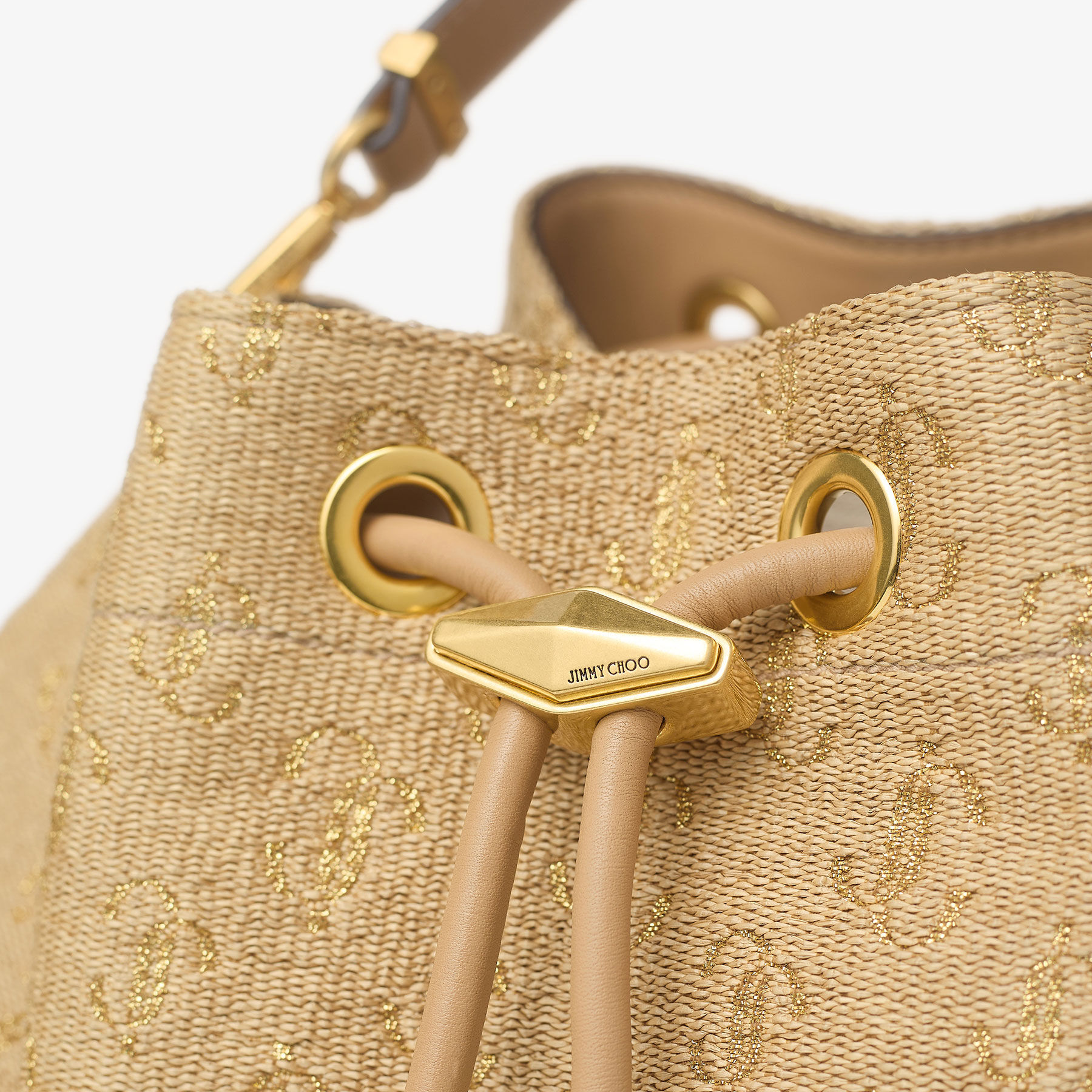 Cinch M | Natural Raffia Monogram Bag | JIMMY CHOO UK
