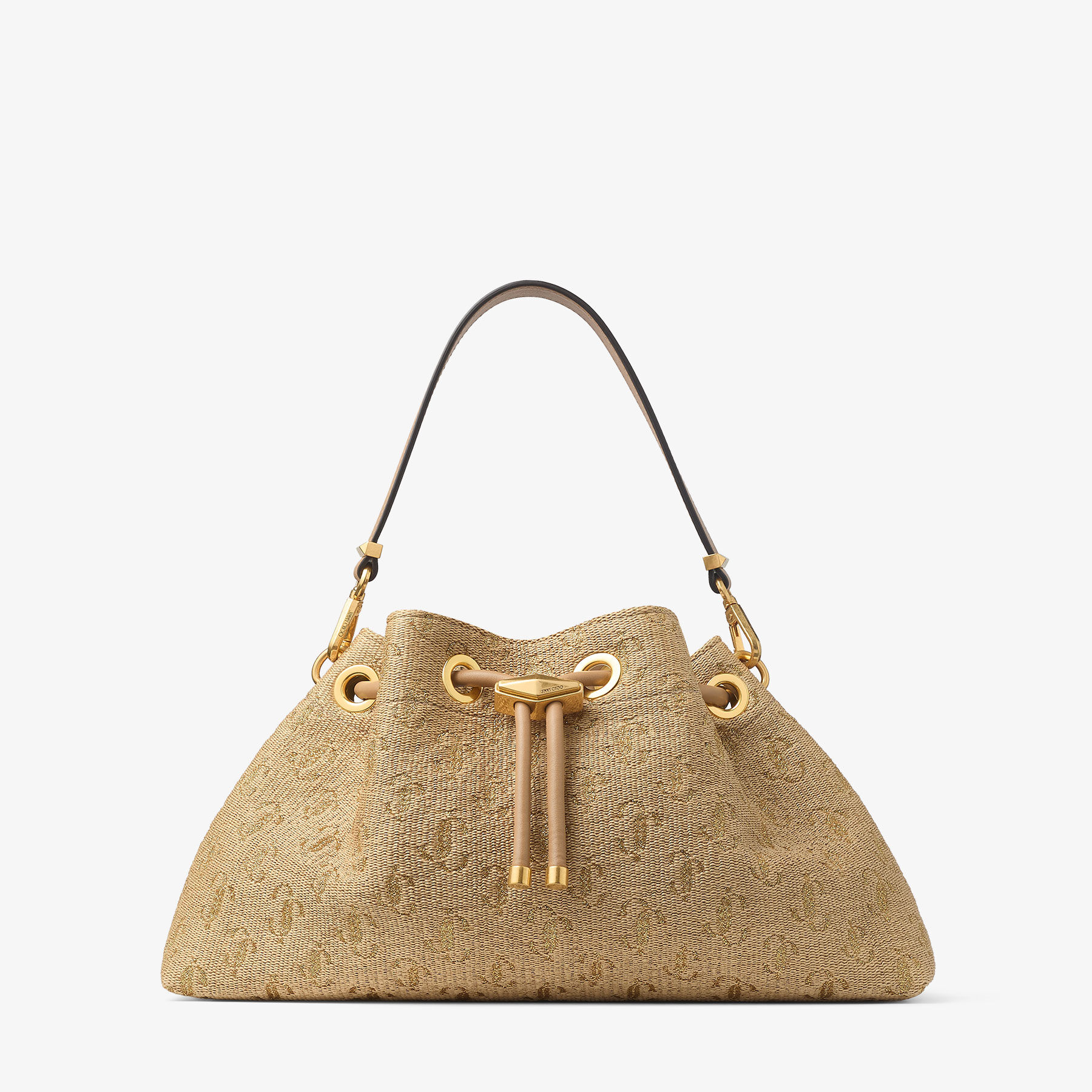Cinch M | Natural Raffia Monogram Bag | JIMMY CHOO UK