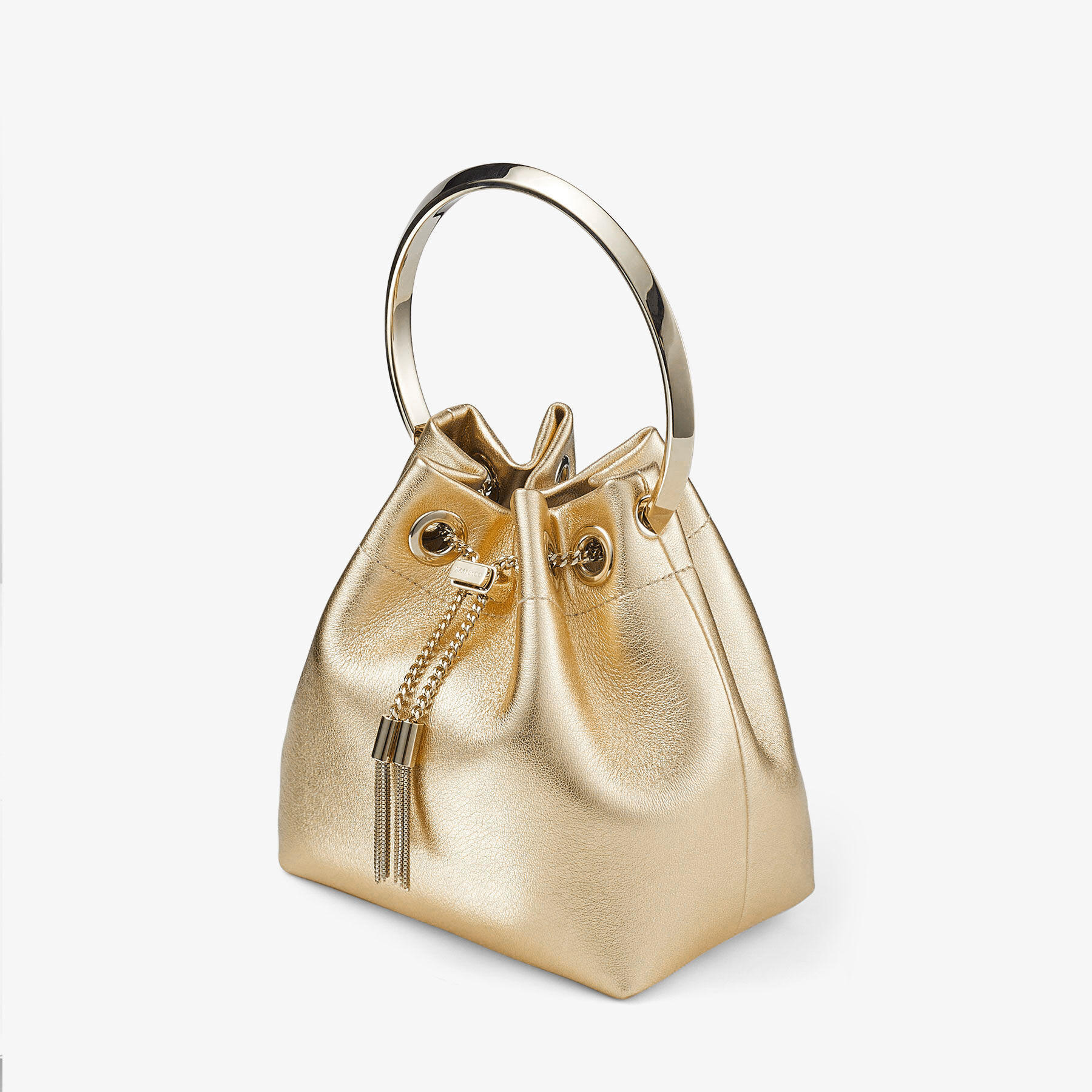 BON BON | Gold Metallic Nappa Bag with Metal Handle | JIMMY CHOO