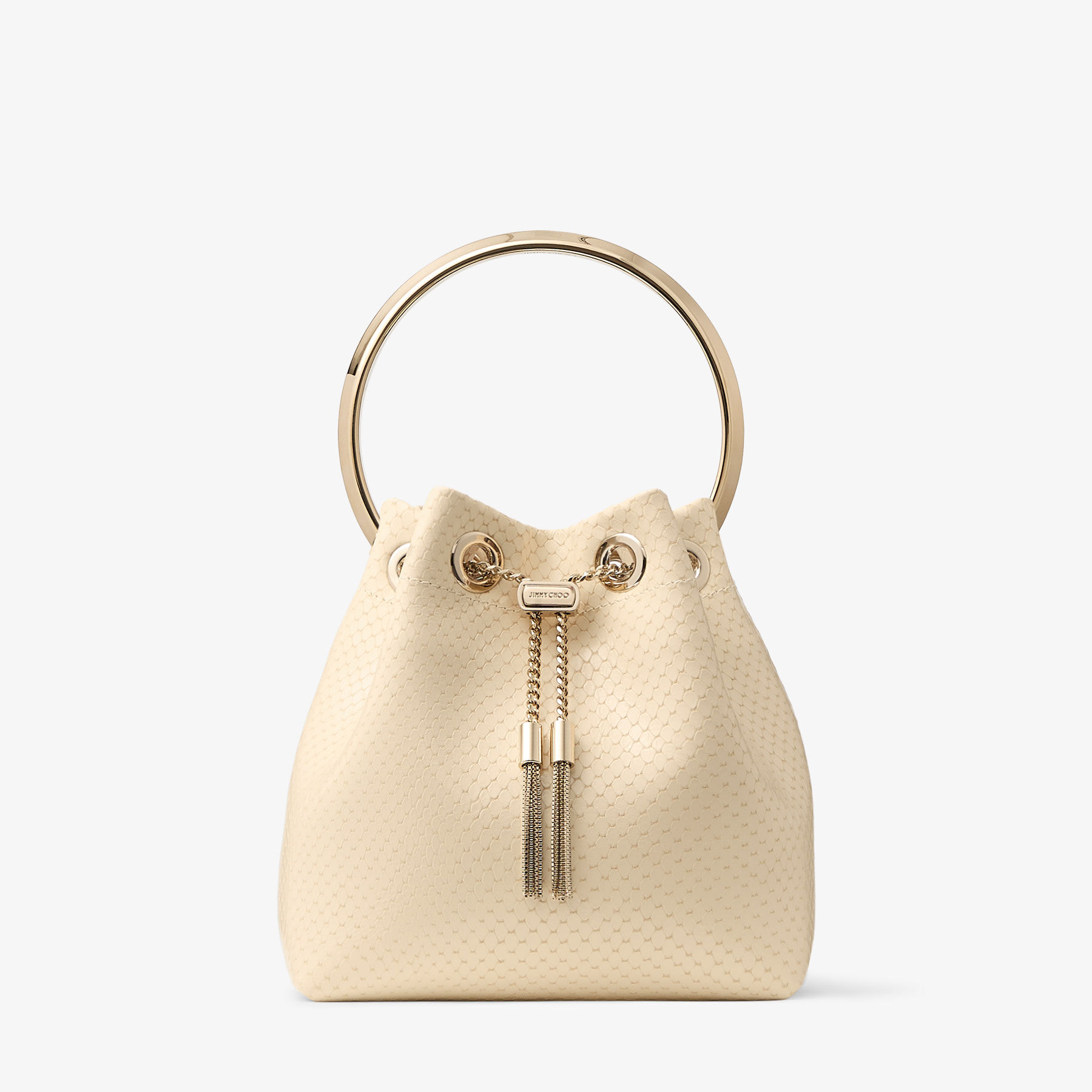 Bon Bon | Yellow Buttermilk Elaphe Print Leather Bag | JIMMY CHOO