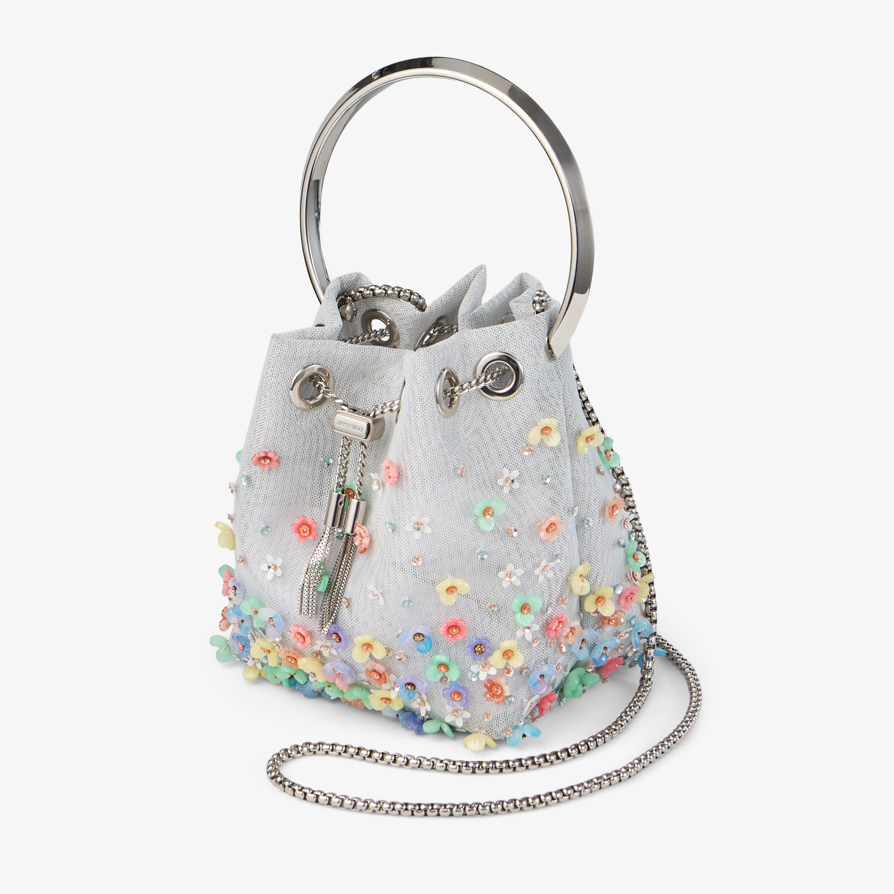 Bon Bon | Silver Mesh Bag With Embroidered Daisie | JIMMY CHOO