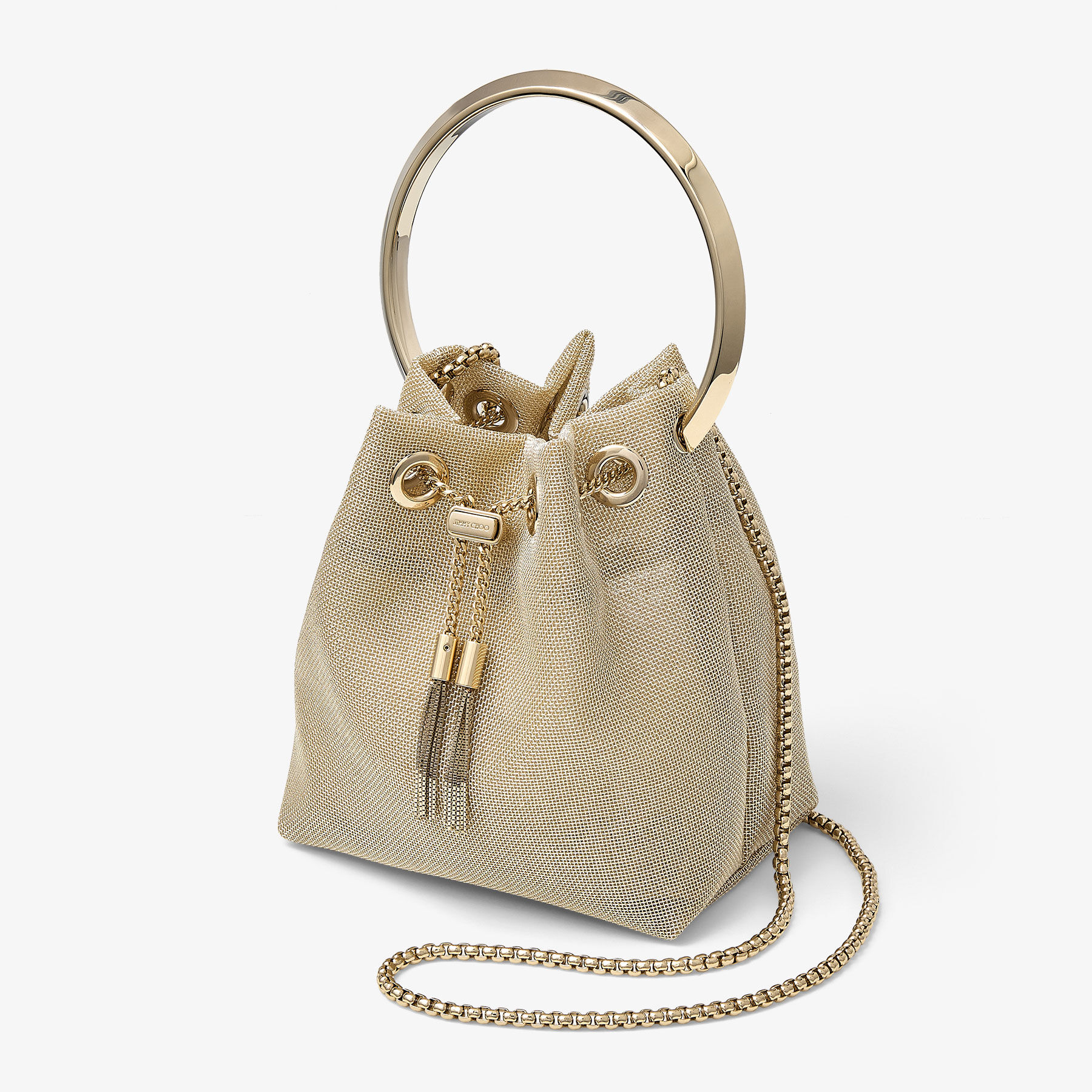 Bon Bon|Champagne Metallic Mesh Bag| JIMMY CHOO