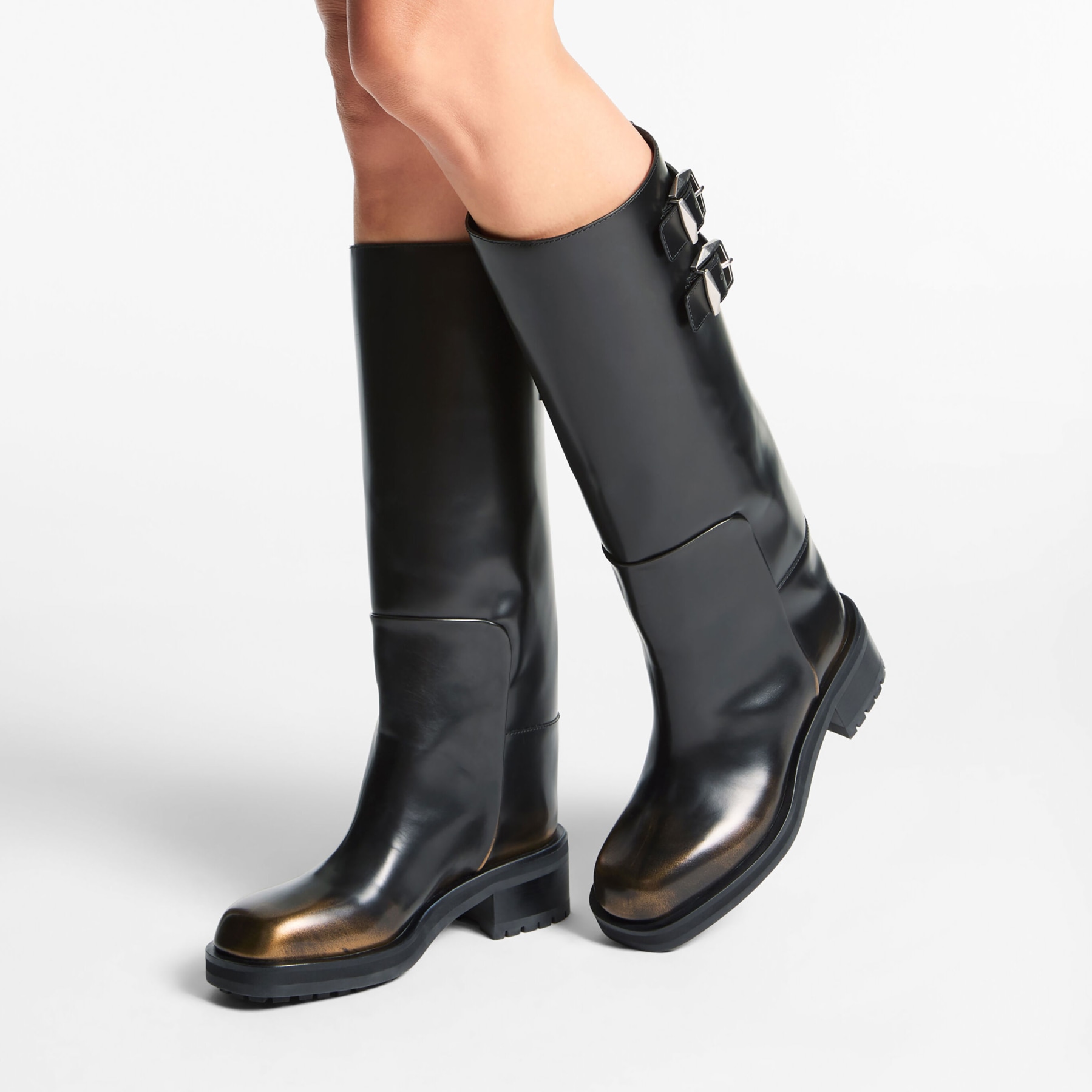 Brooklyn Knee Boot 50 | Black Brushed Leather Knee-High Boots | JIMMY CHOO