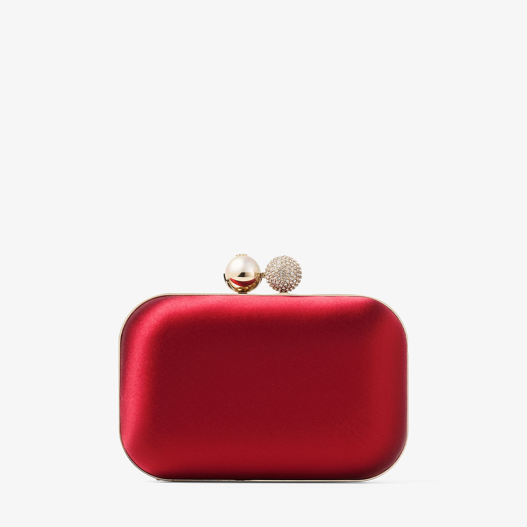 Cloud | Ruby Red Satin Clutch Bag | JIMMY CHOO