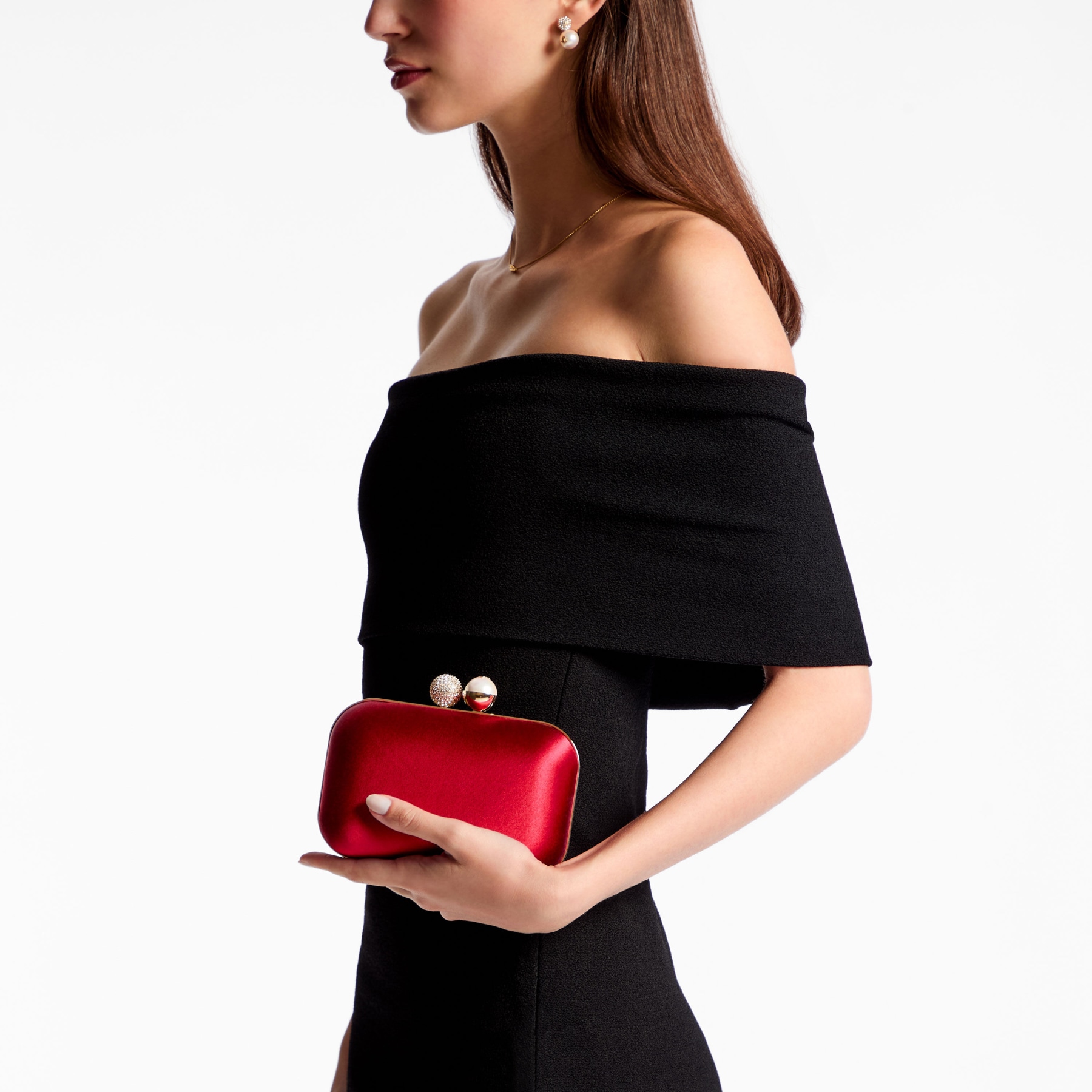 Cloud | Ruby Red Satin Clutch Bag | JIMMY CHOO