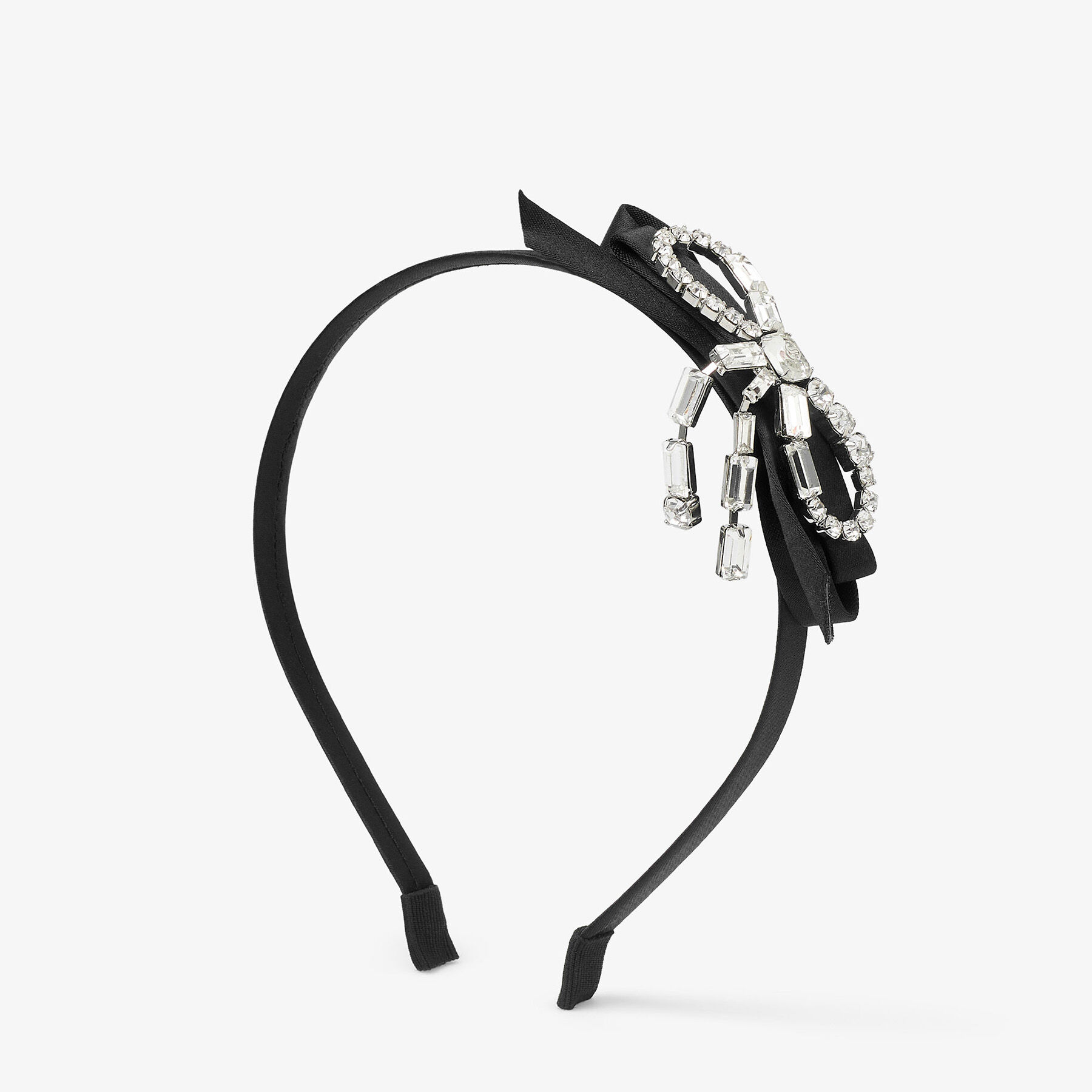 Crystal Bow Headband | Back Metal Headband with Satin and Crystal Bow ...