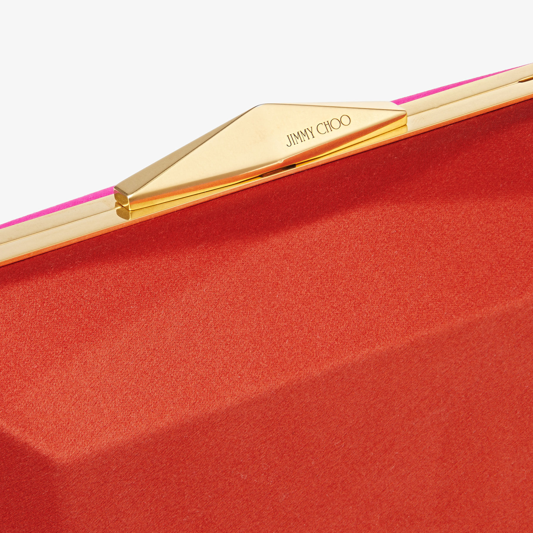 Diamond Box Clutch | Fuchsia and Paprika Satin Box Clutch Bag | JIMMY CHOO