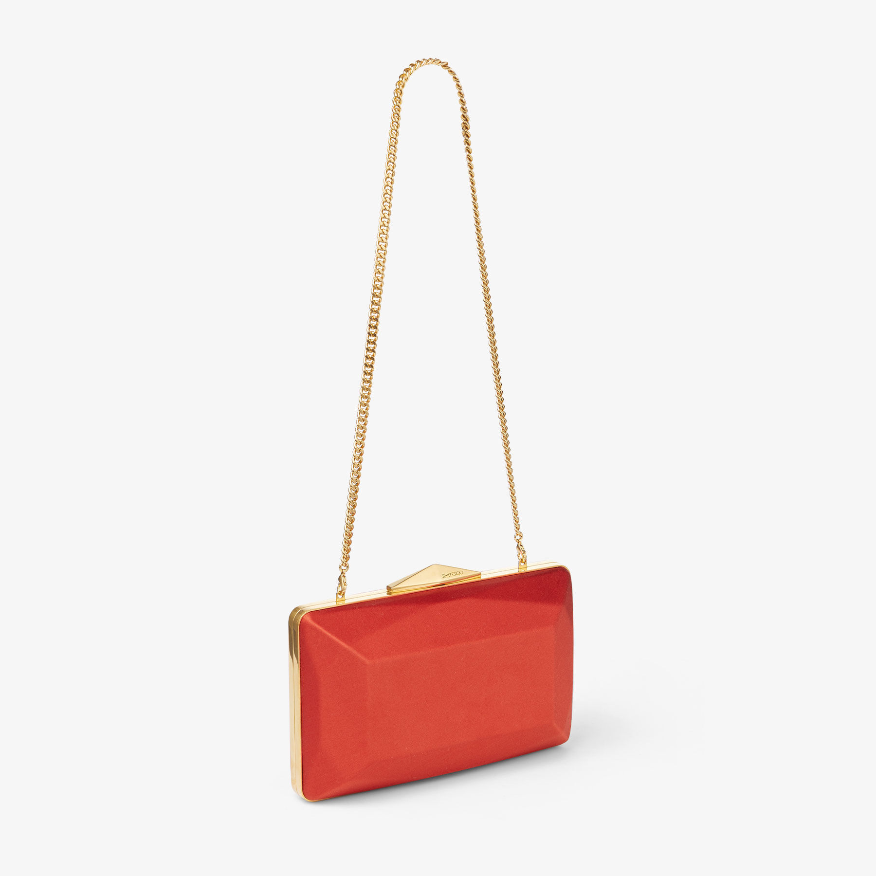 Diamond Box Clutch | Fuchsia and Paprika Satin Box Clutch Bag | JIMMY CHOO