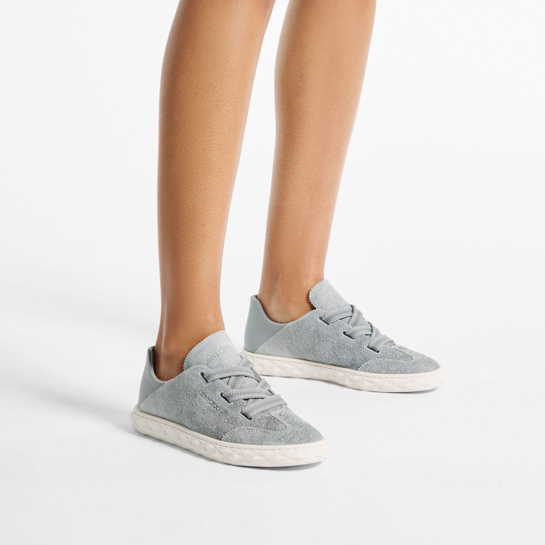 Diamond Light Flex F | Dove Denim Suede Mix Low Top Trainers | JIMMY CHOO