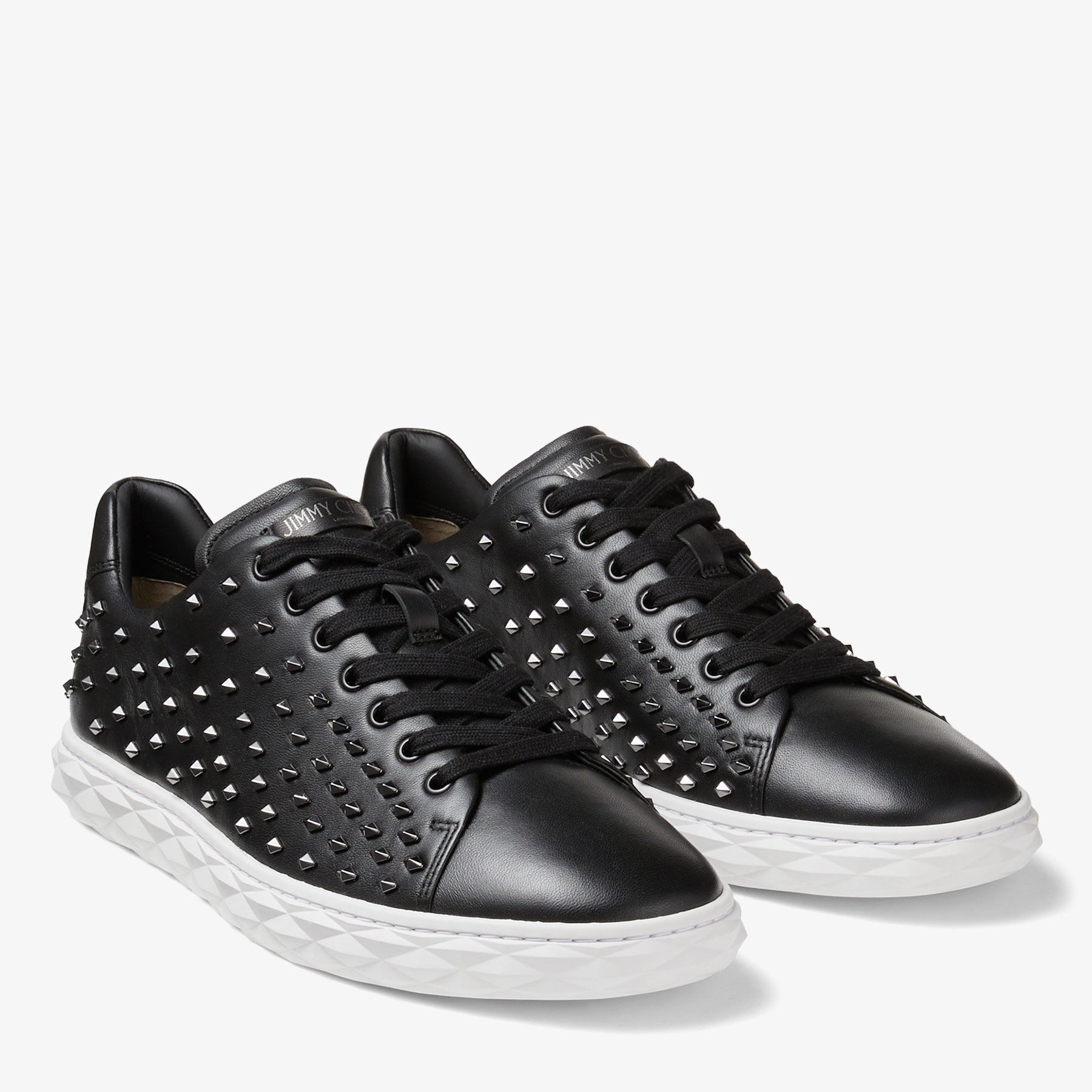 DIAMOND LIGHT/M | Black Nappa Low-Top Trainers with Studs | Autumn ...