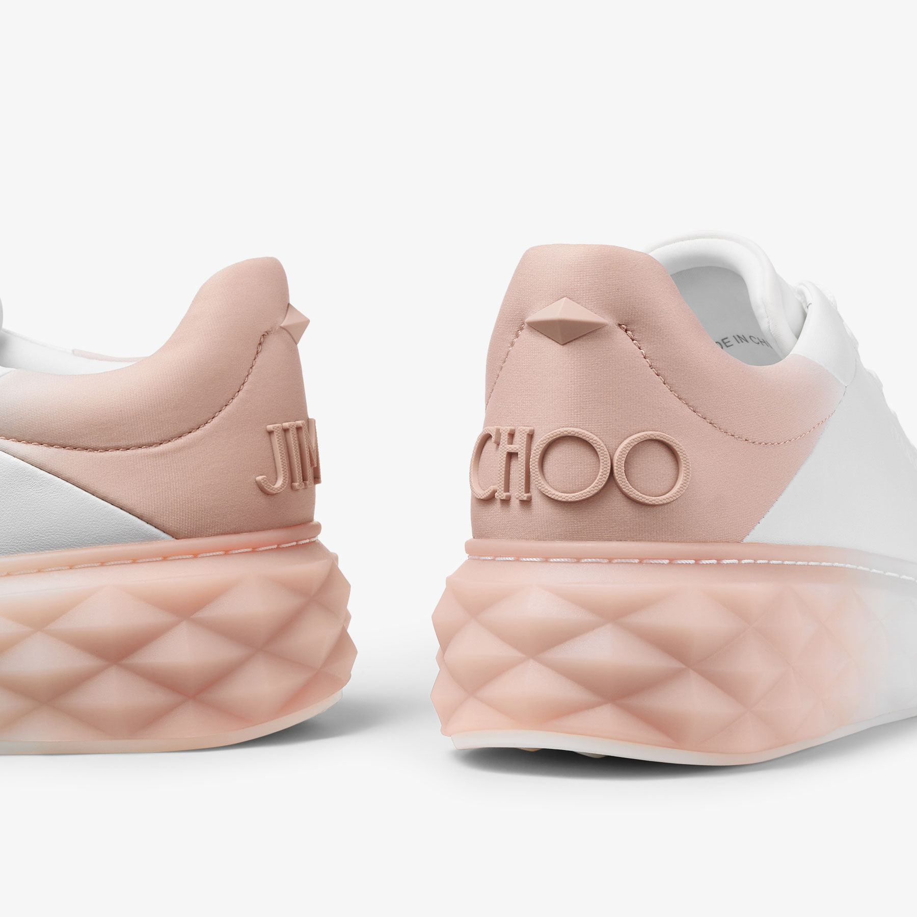 Diamond Maxi/F II | White and Macaron Leather Trainers with Platform Sole | JIMMY CHOO
