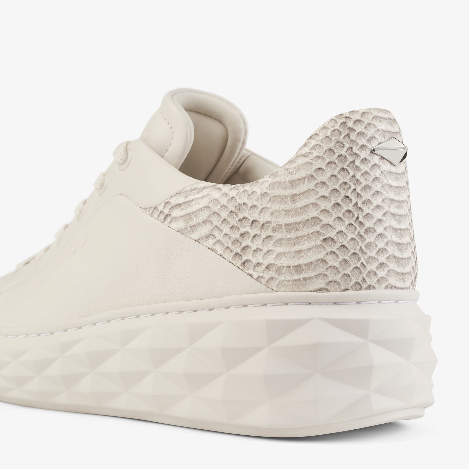 Diamond Maxi F II |Latte & Roccia Snake Print Nappa Leather Trainers | JIMMY CHOO