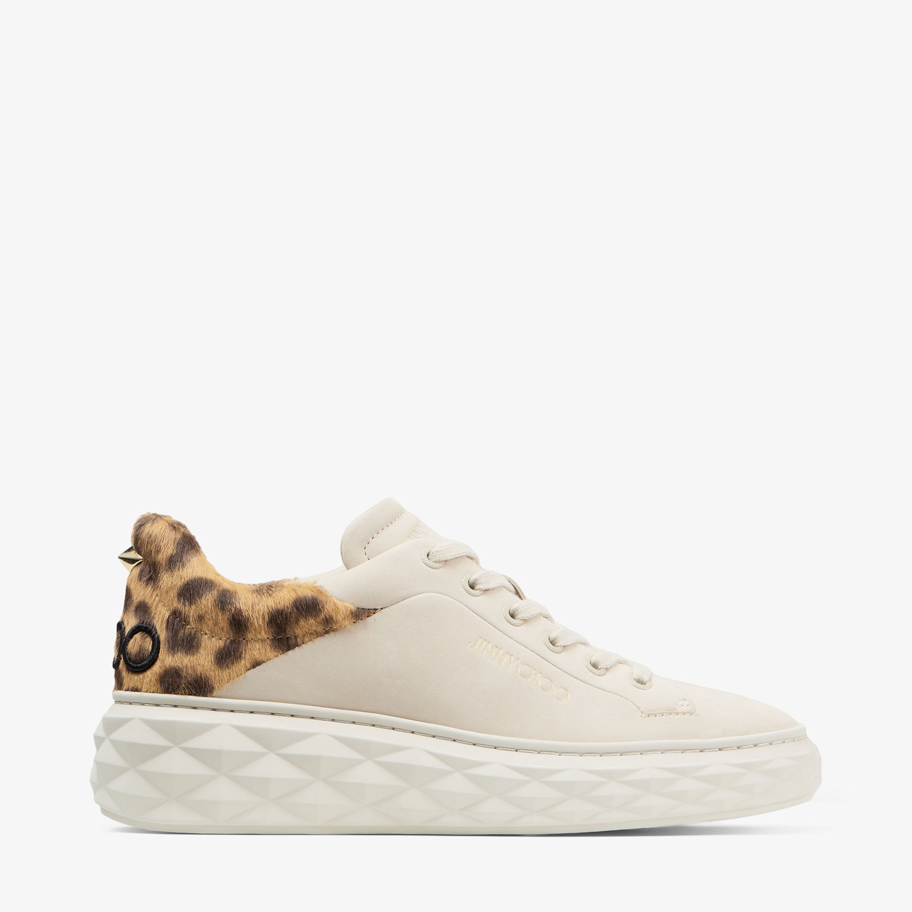 Diamond Maxi/F II | Chalk Leopard Print Leather Trainers | JIMMY CHOO