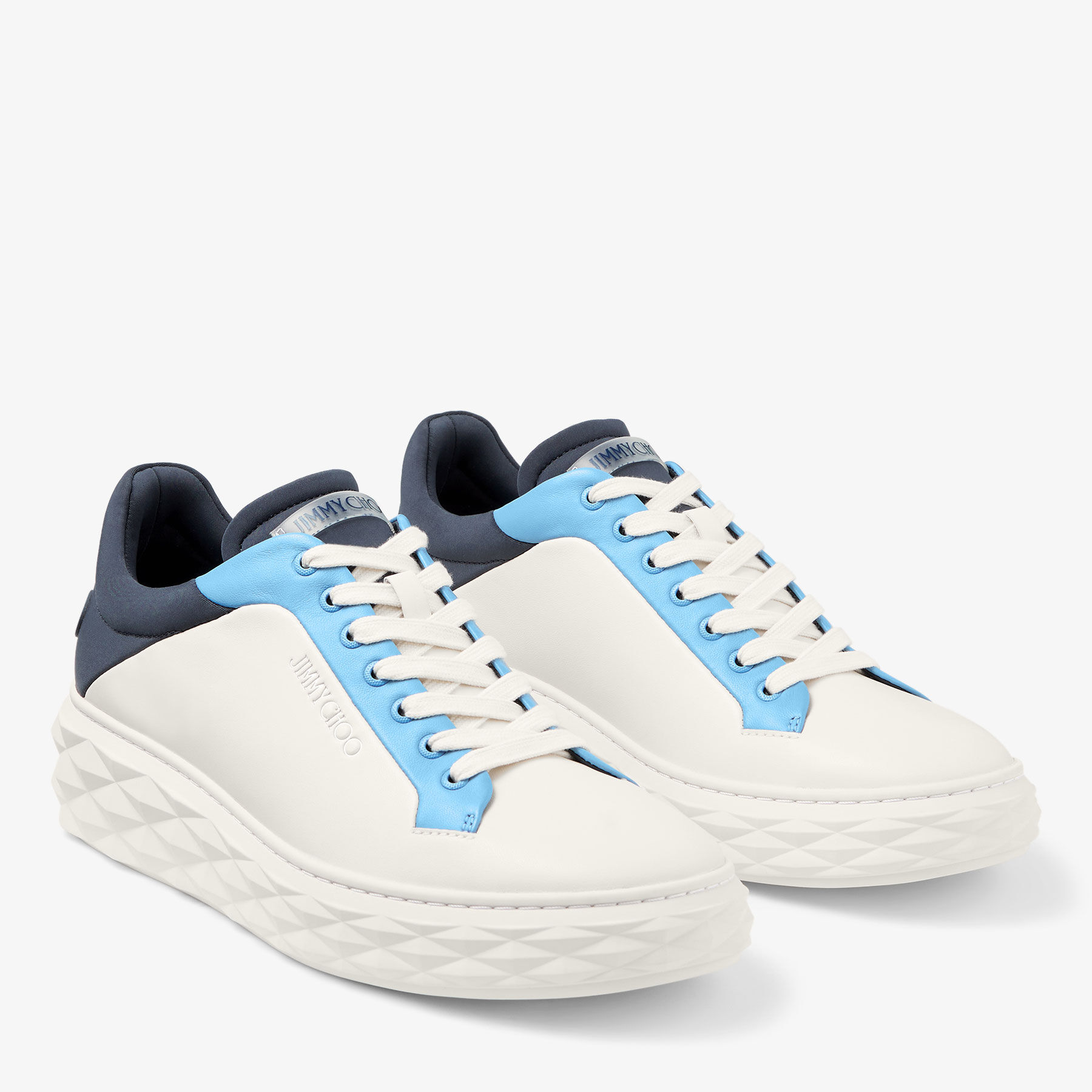 Diamond Maxi/M II | Latte and Navy Leather Trainers | JIMMY CHOO
