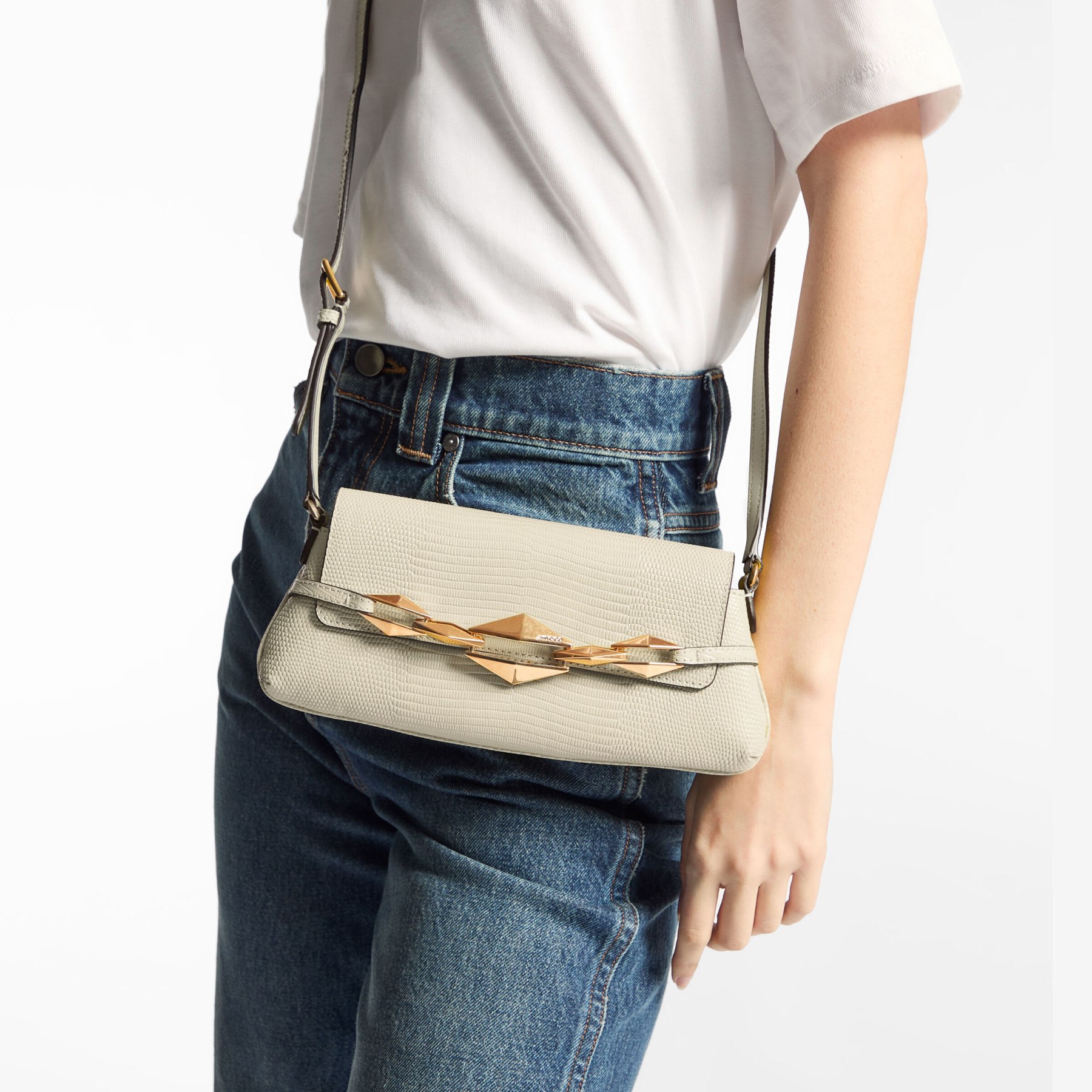 Diamond Shoulder | Bamboo Lizard Print Mini Bag | JIMMY CHOO