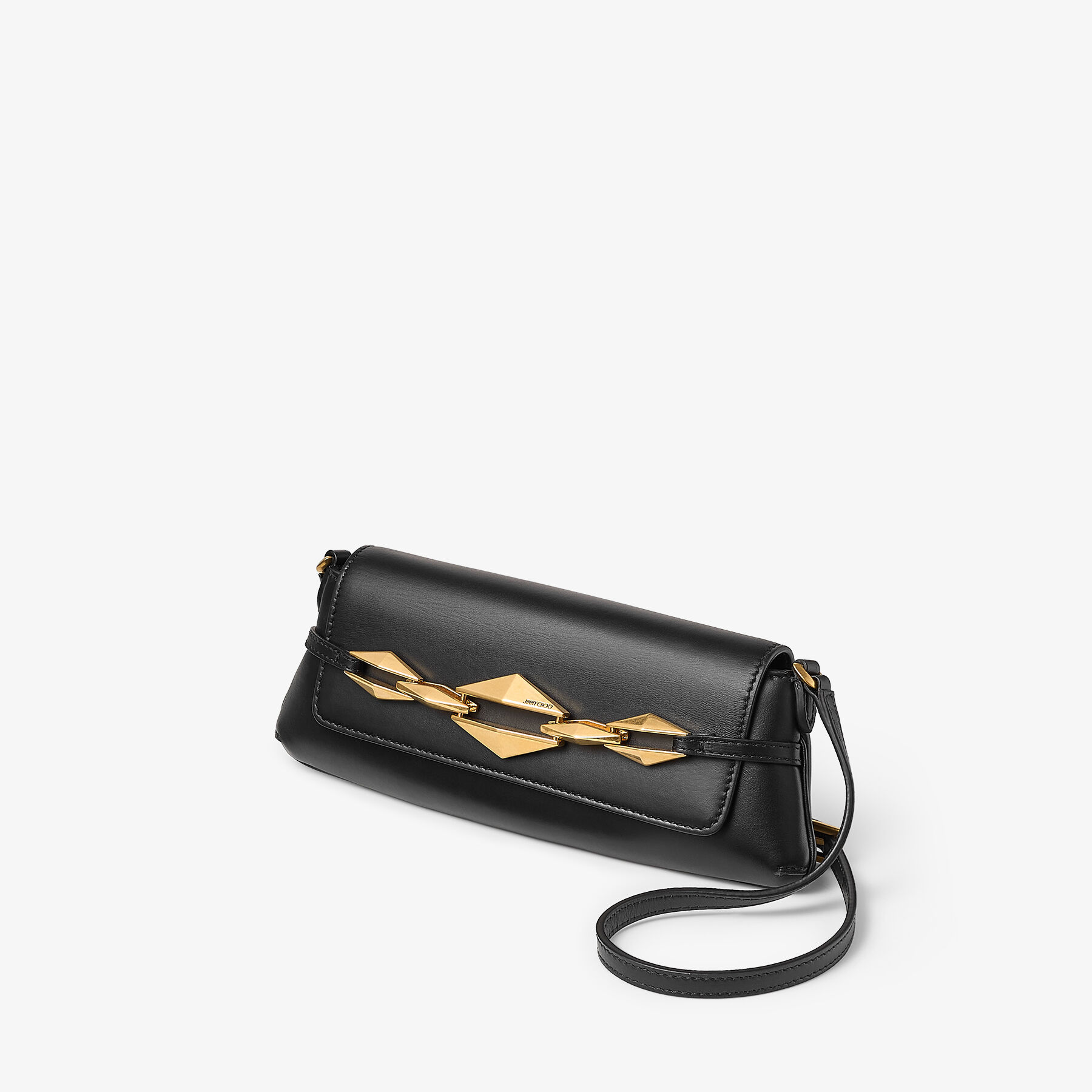 Diamond Shoulder | Black Calf Leather Mini Bag | JIMMY CHOO